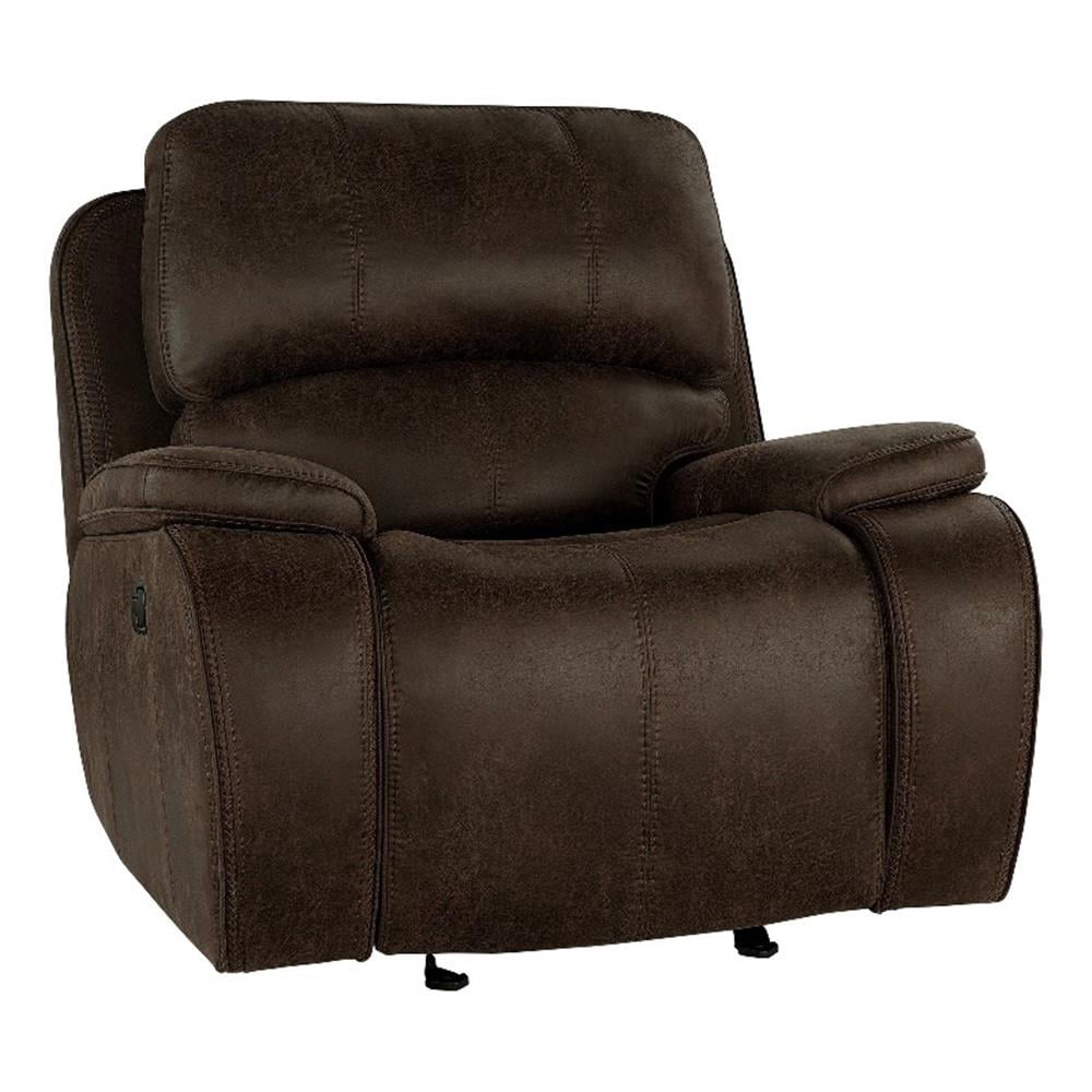 Talo 42 Inch Glider Chair- Manual Recliner- Cushioned- Brown Faux ...