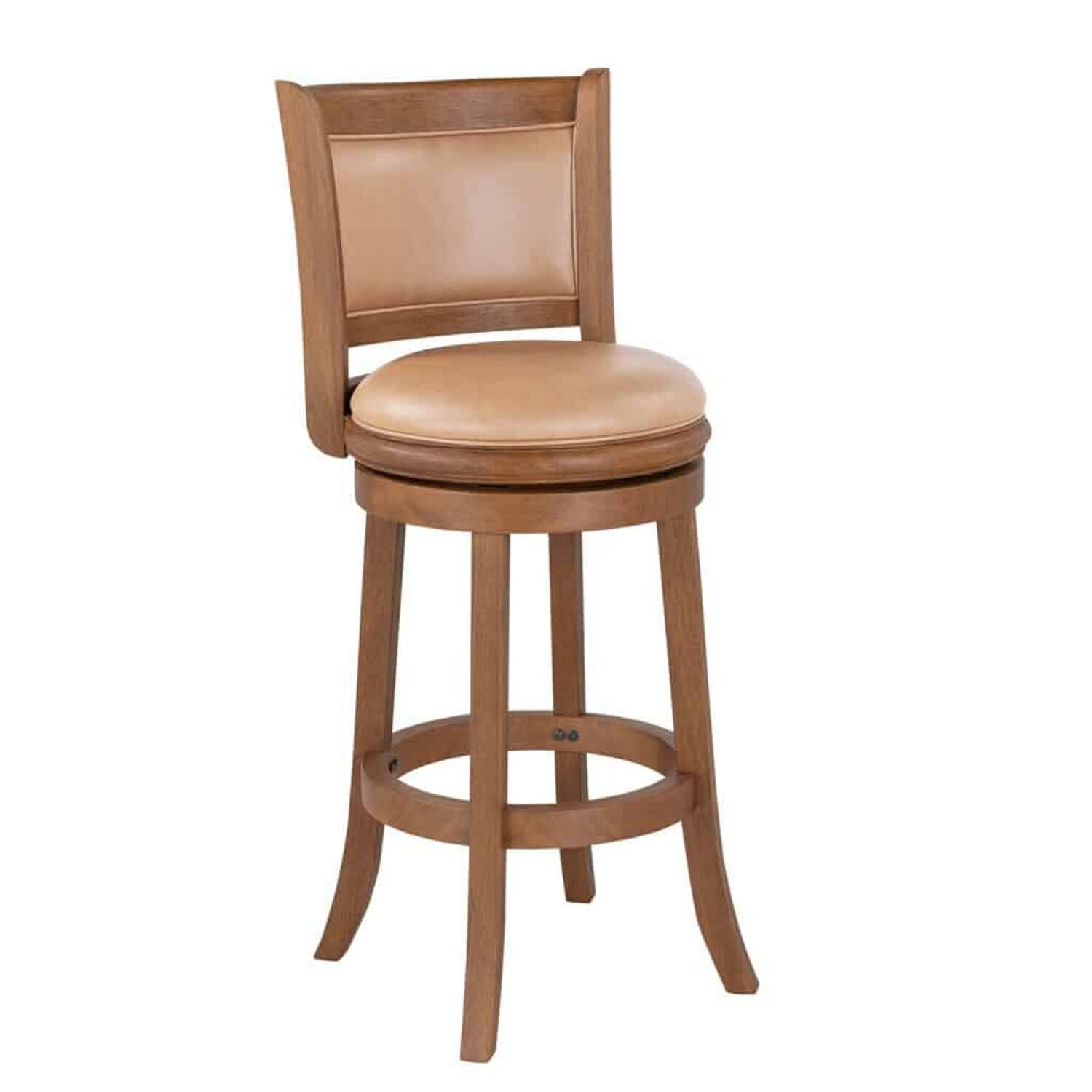 Benjara BM316530 30 in. Haley Chestnut Brown Wood & Faux Leather Swivel ...