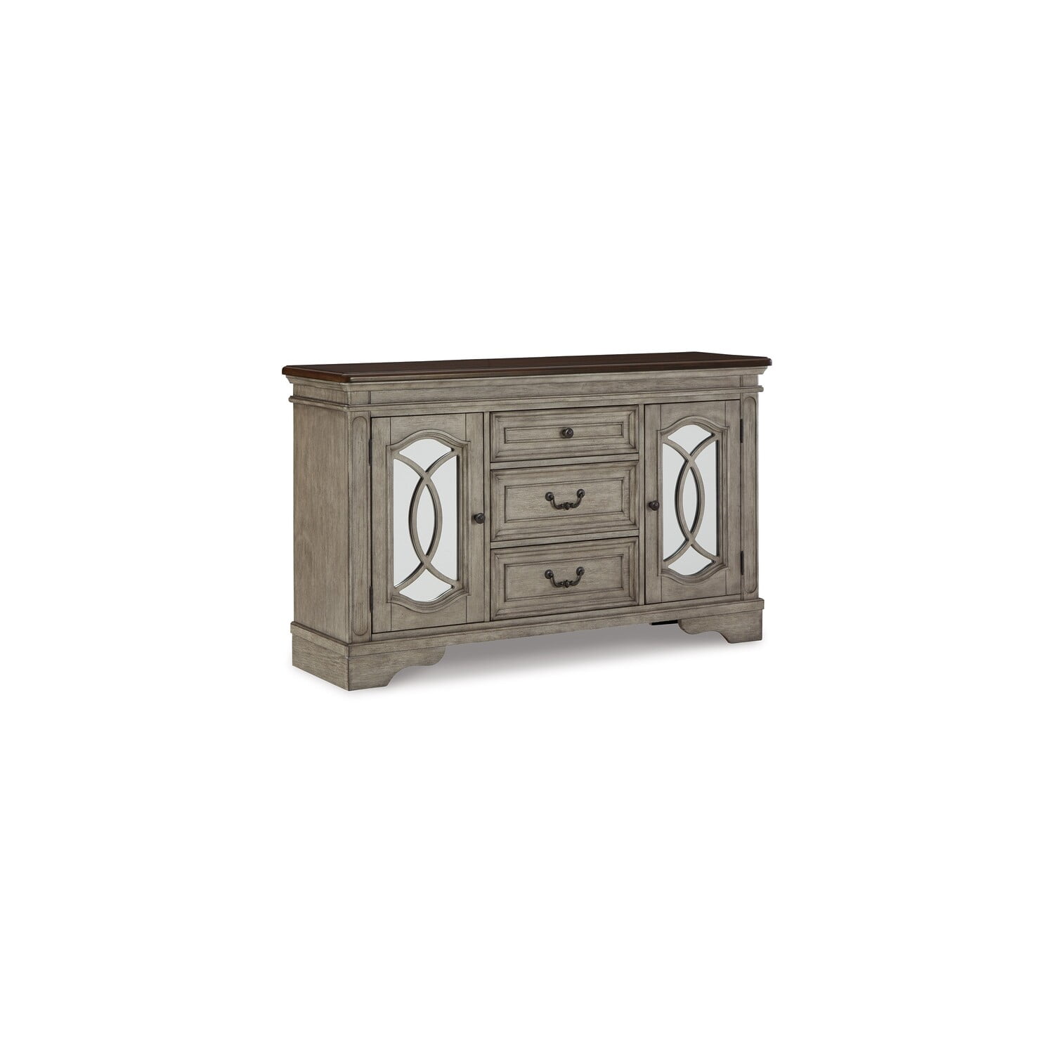 Benjara BM316641 59 in. Spacious Top 3 Gliding Drawers Gray Sideboard ...