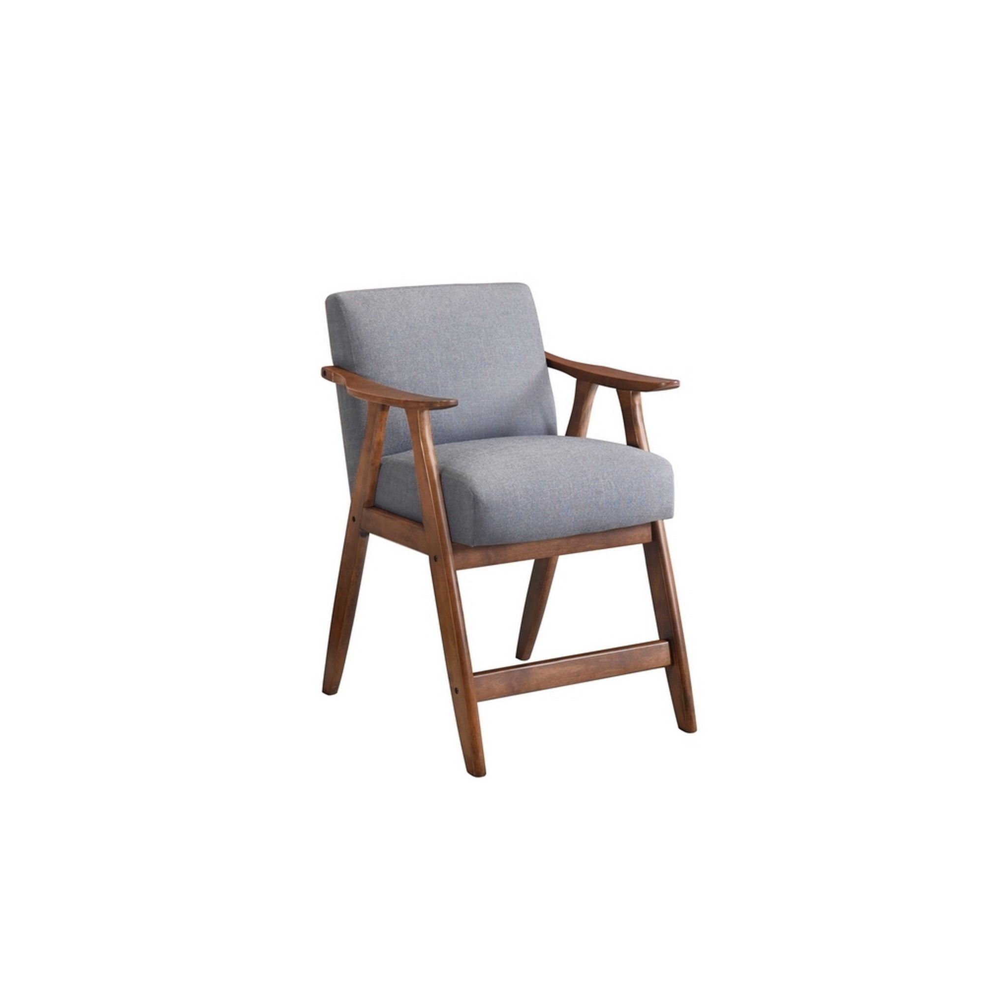 Stella 26 Inch Counter Height Chair, Light Gray Fabric, Cushions, Brown ...