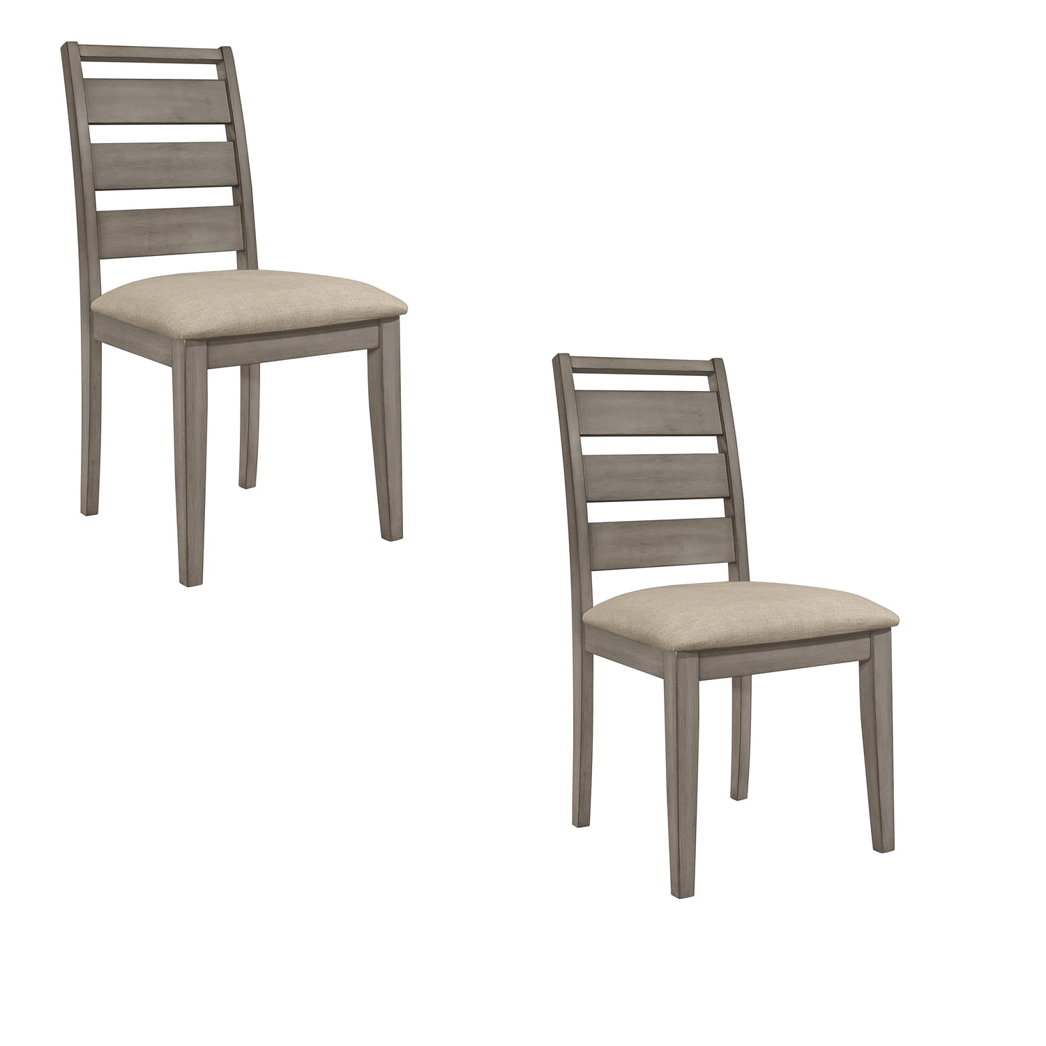 Benjara BM316811 25 in. Rie Gray Ladder Back Greige Padded Fabric Seat ...