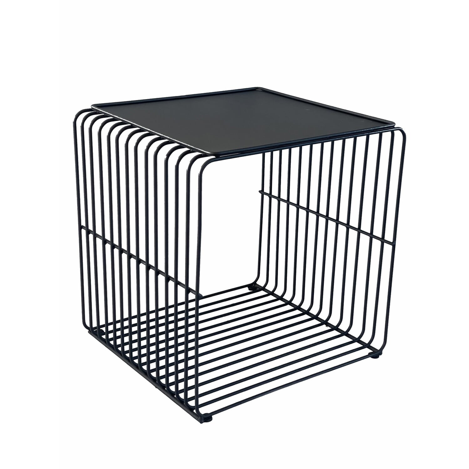 Benjara Reo 16" Side End Table- Waterfall Black Metal Wire Frame ...