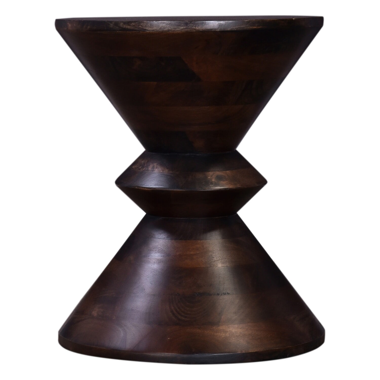 Benjara Side End Table, 18 Inch Round Top, Hourglass Shape, Dark Brown ...