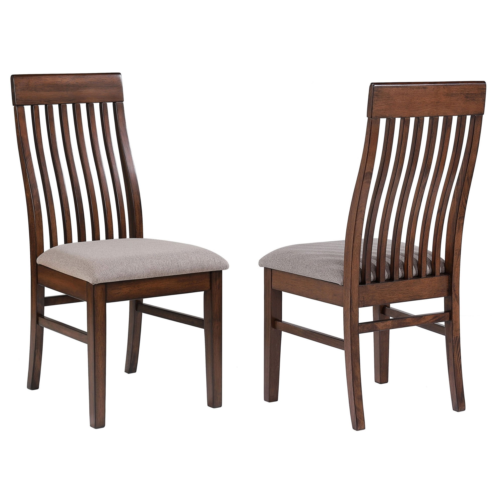 Brar Dining Chair Set of 2, Light Brown Fabric, Slat Back, Brown ...