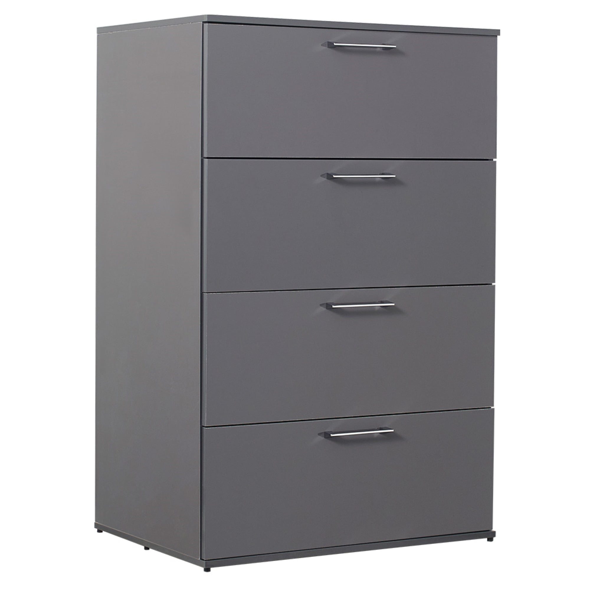 Eli 48 Inch Tall Dresser Chest, 4 Big Storage Drawers, Glossy Gray ...