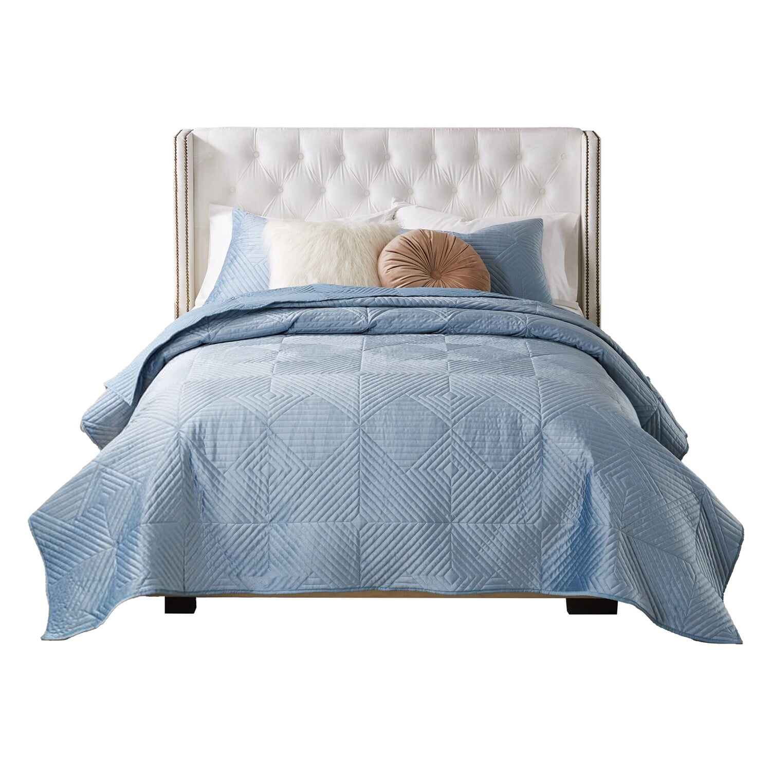 Benjara BM319666 3 Piece Ahab Full-Queen Size Quilt & Pillow Sham Set ...