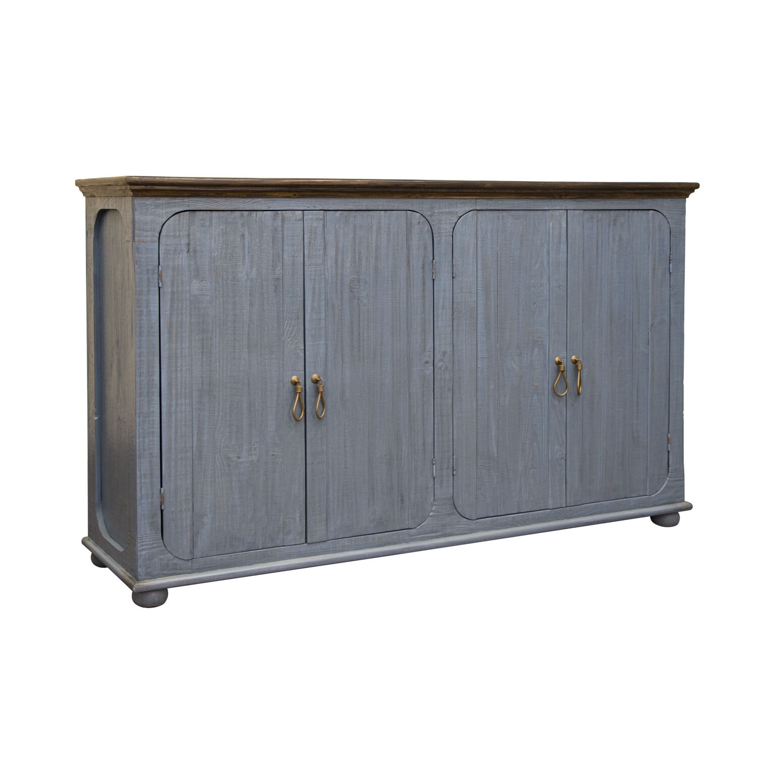 Benjara Bael 72 Inch Sideboard Console Table, 4 Door Shelves, Blue Pine ...