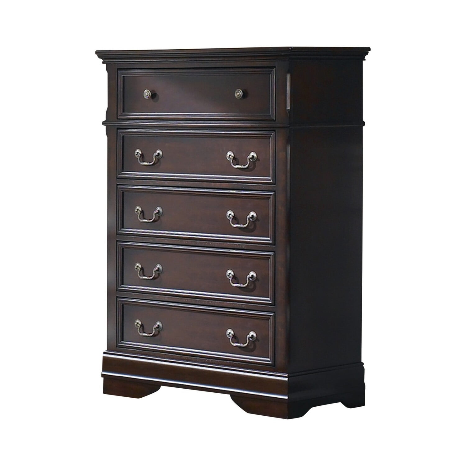 Benjara Bee 50 Inch 5 Drawer Tall Dresser Chest, Felt Lined, Cappuccino ...