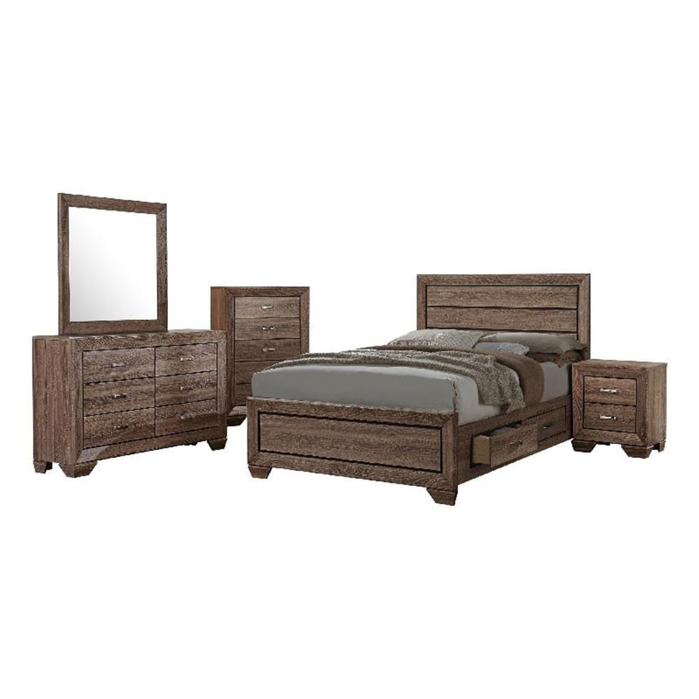 Bello 5pc Queen Bedroom Set with Bed Storage- Washed Taupe Brown ...