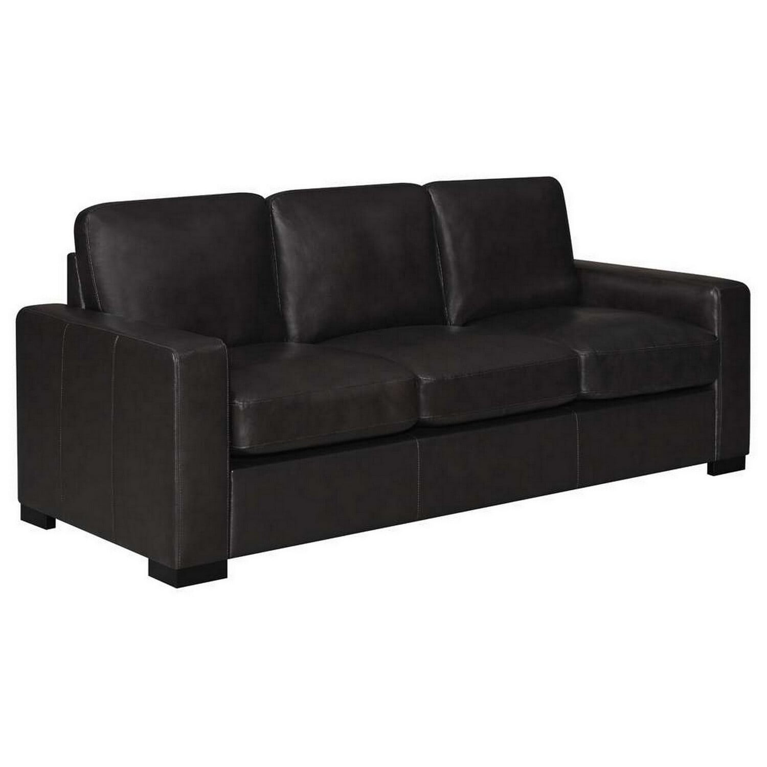 Benjara Bey 84 Inch Modern Sofa, Trillium Cushions, Dark Brown Top ...