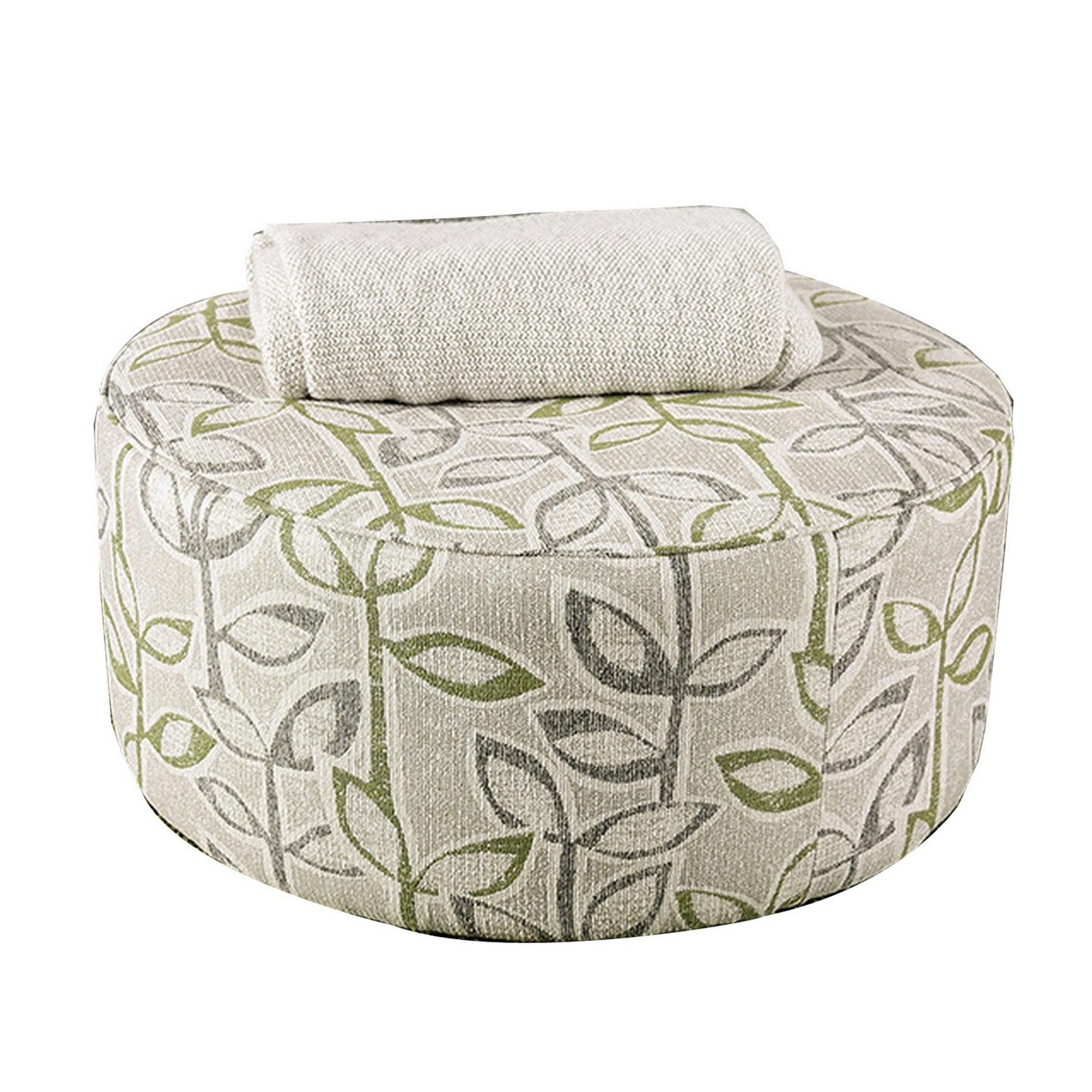 Benjara Boki 39 Inch Plush Ottoman with Welt Trim, Gray, Green Linen ...