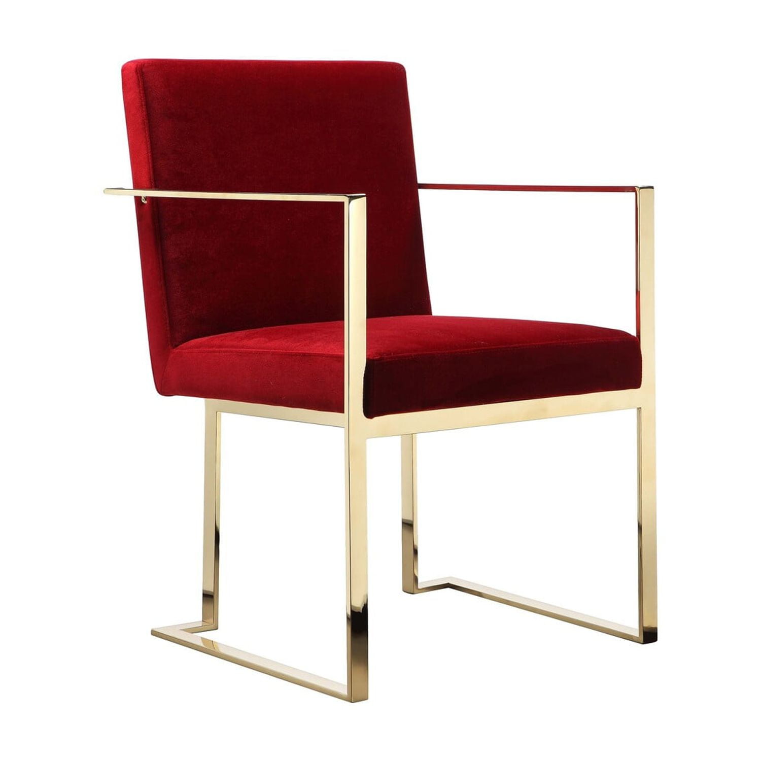 Benjara Boly 22 Inch Dining Side Chair Armchair, Maroon Velvet, Gold ...