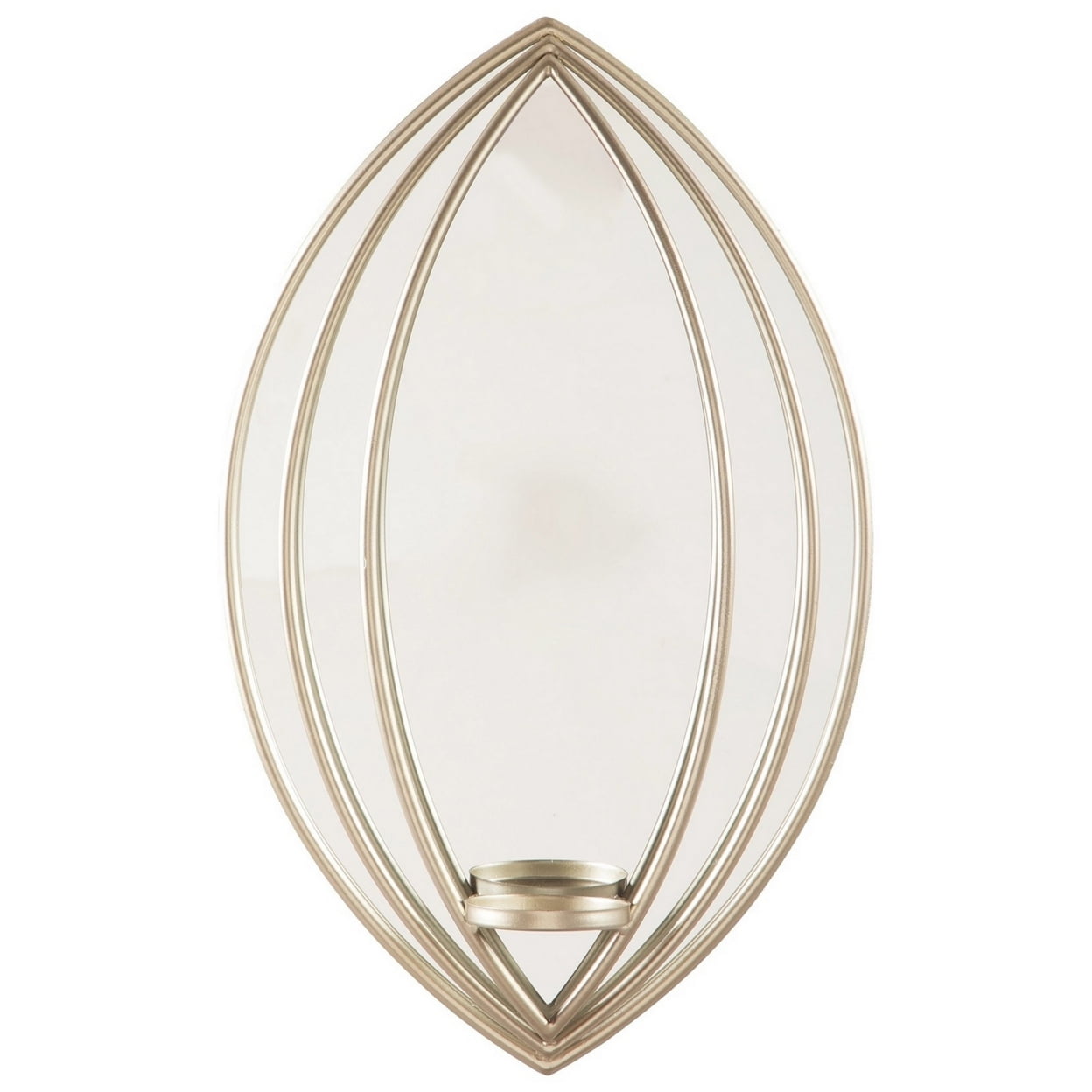 Benjara Caged Oval Metal Wall Sconce with Mirror Insert, Silver ...