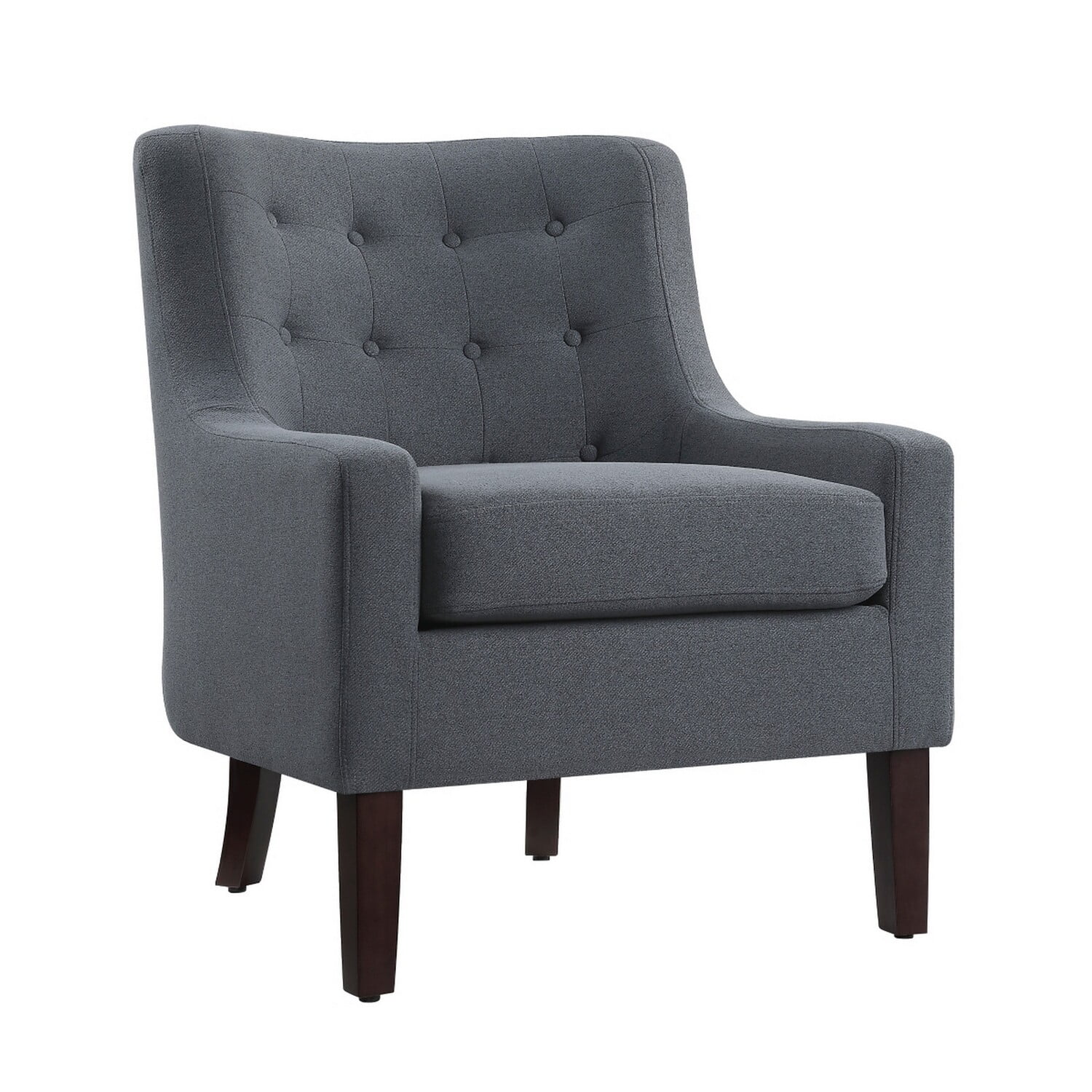 Benjara Cairo 34 Inch Accent Chair Armchair, Dark Gray Polyester, Brown ...