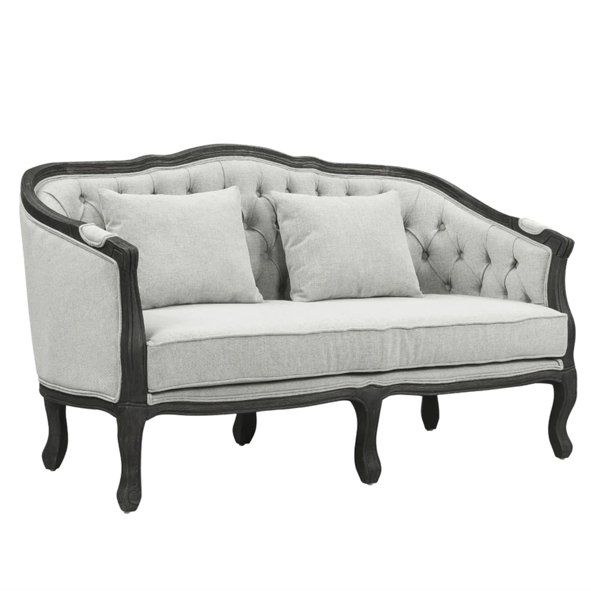 Benjara Cam 64 Inch Classic Loveseat, Button Tufted Fabric, Cabriole ...