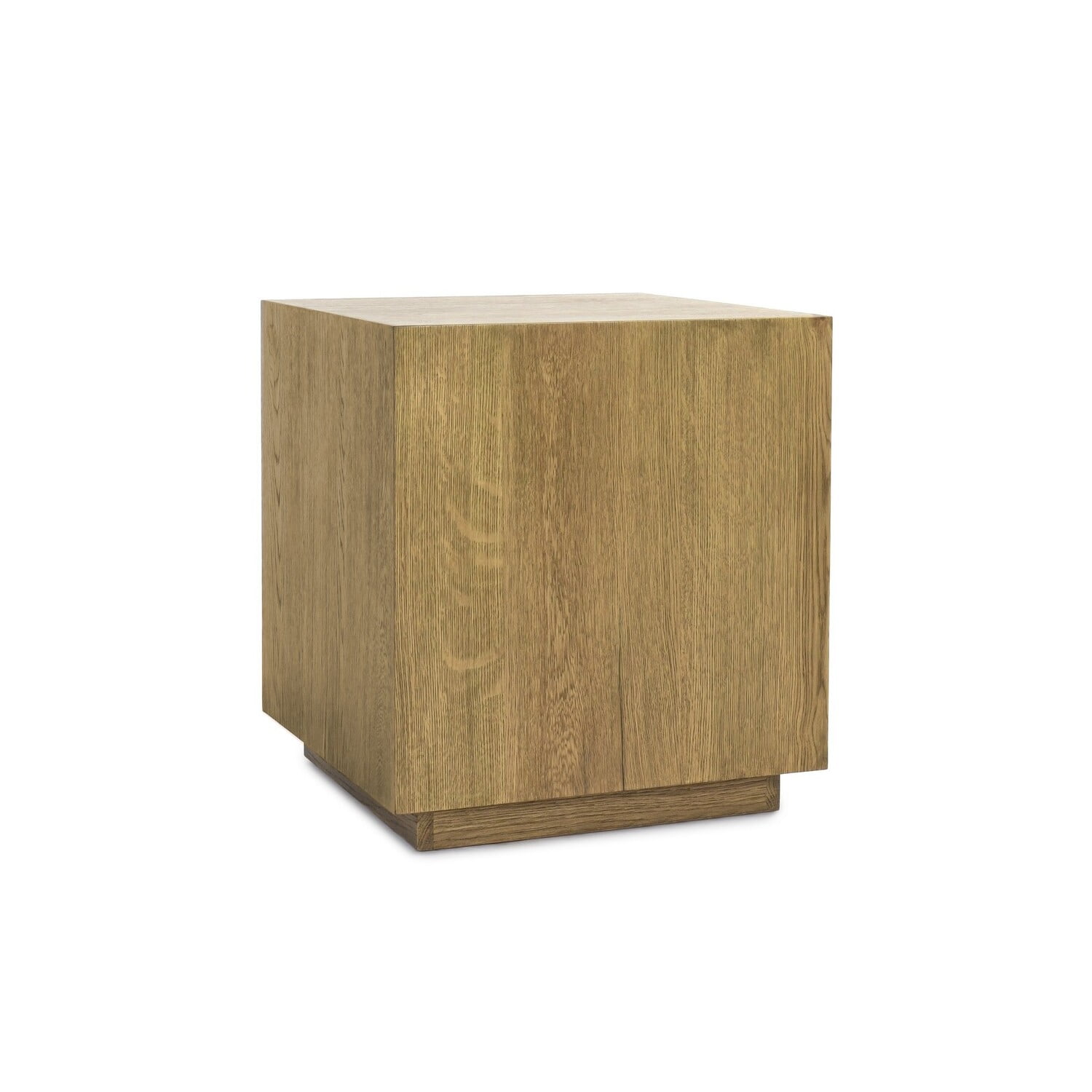 Cecil 22 Inch Side End Table, Square Oak Veneer, Plinth Base, Warm ...