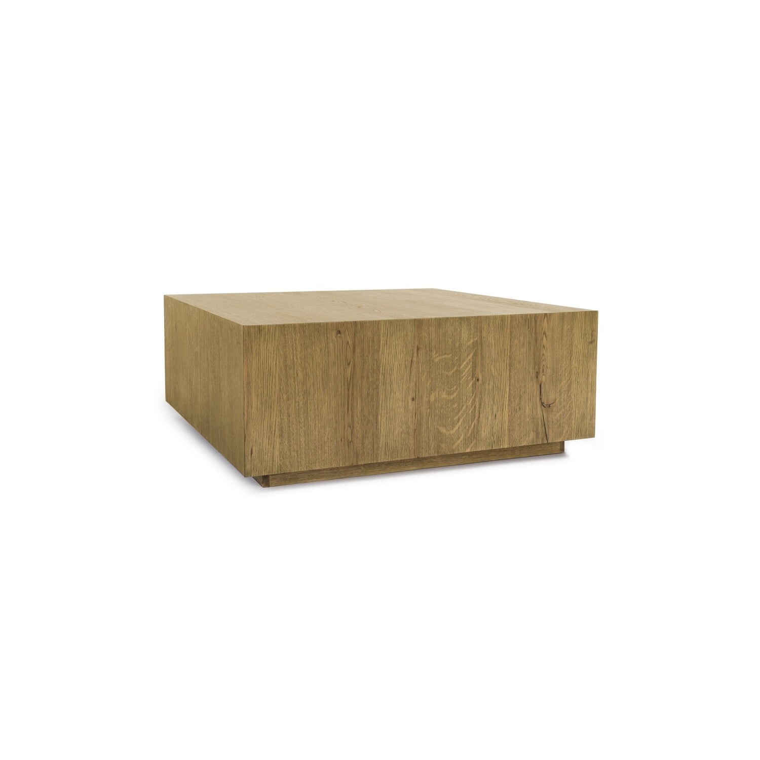 Benjara Cecil 42 Inch Coffee Table, Square Oak Veneer, Plinth Base ...