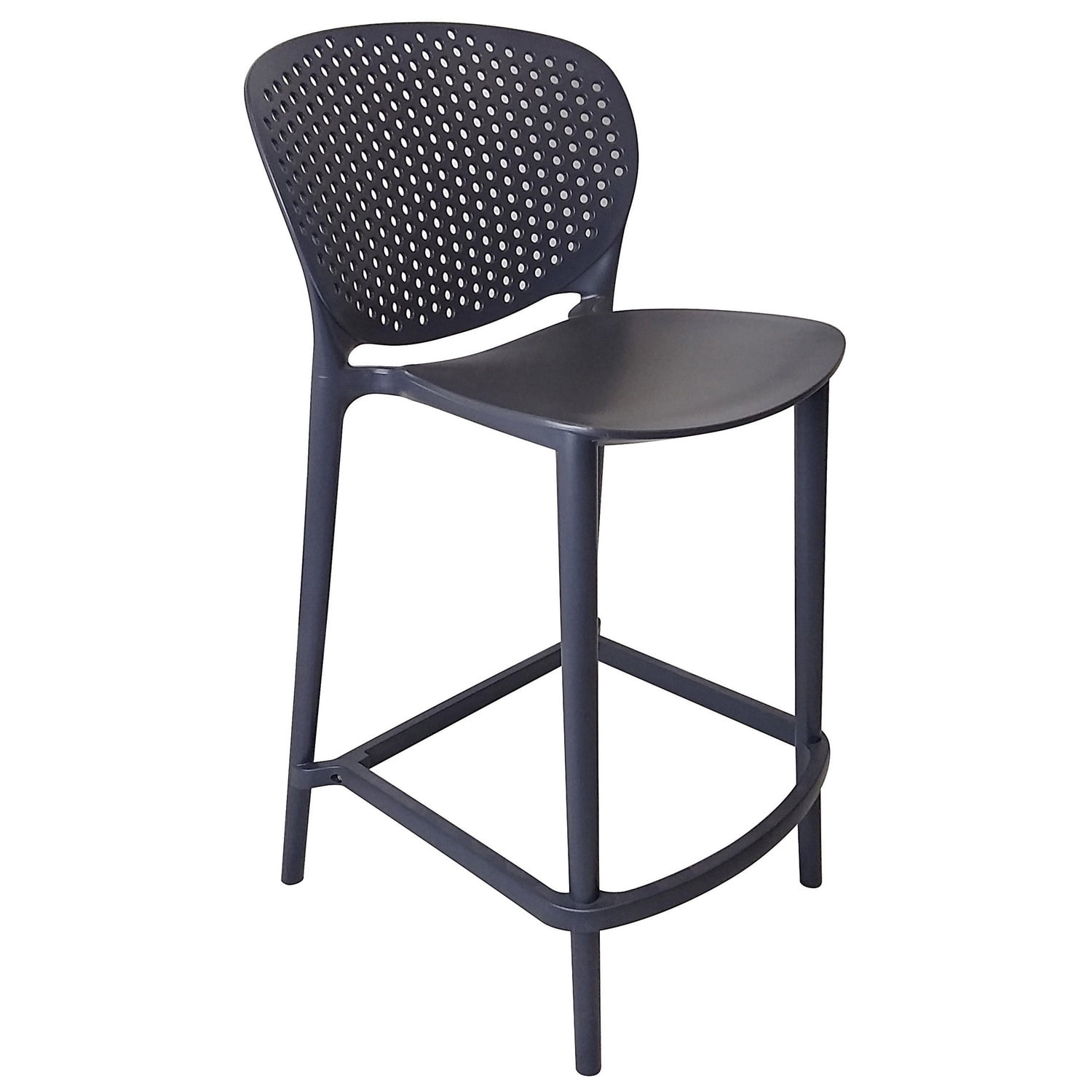 Benjara Celin 30 Inch Barstool Chair, Set of 4, Stackable, Mesh, Curved Seat, Gray - Walmart.com