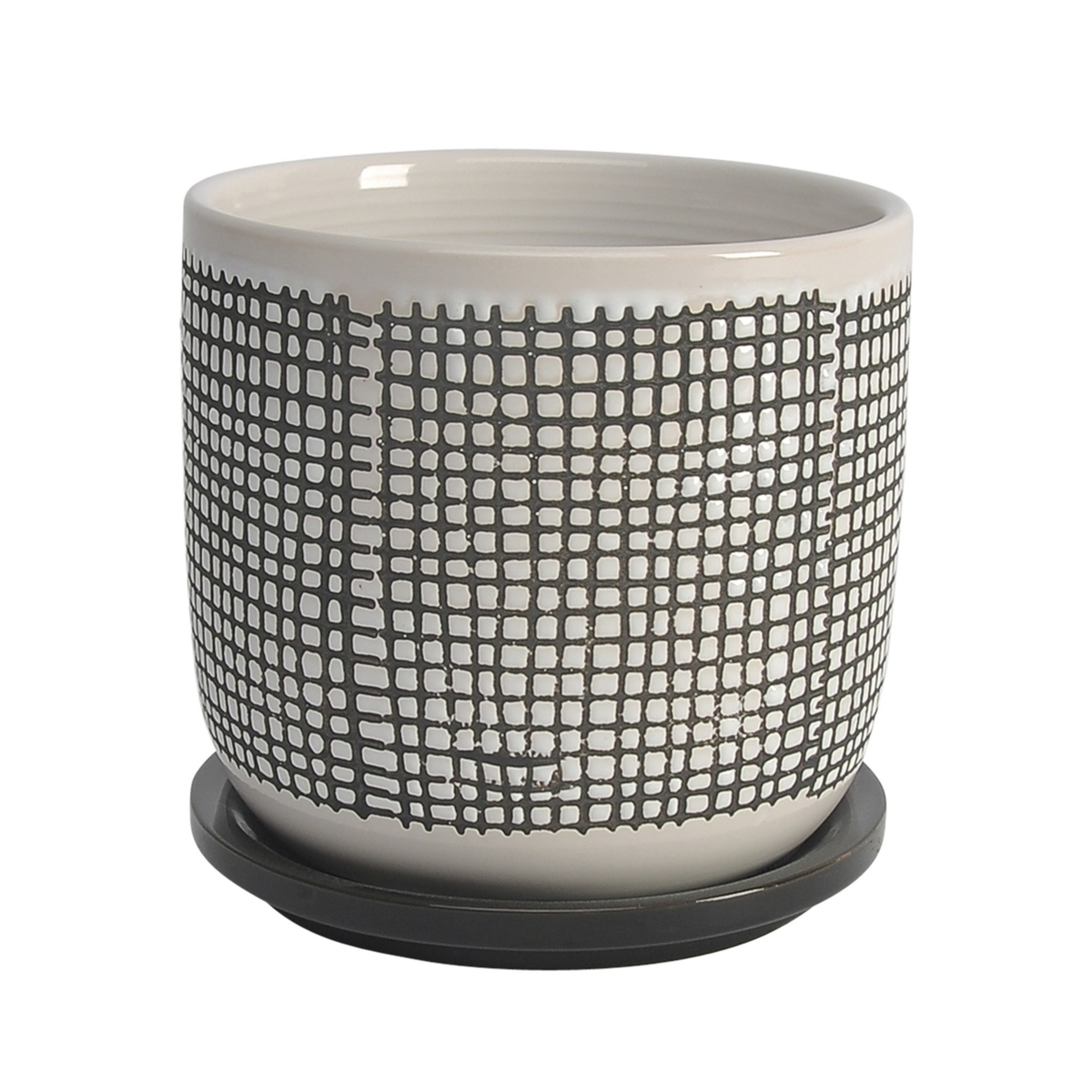 Ceramic Planter with Mesh Design and Saucer, Gray - Walmart.com