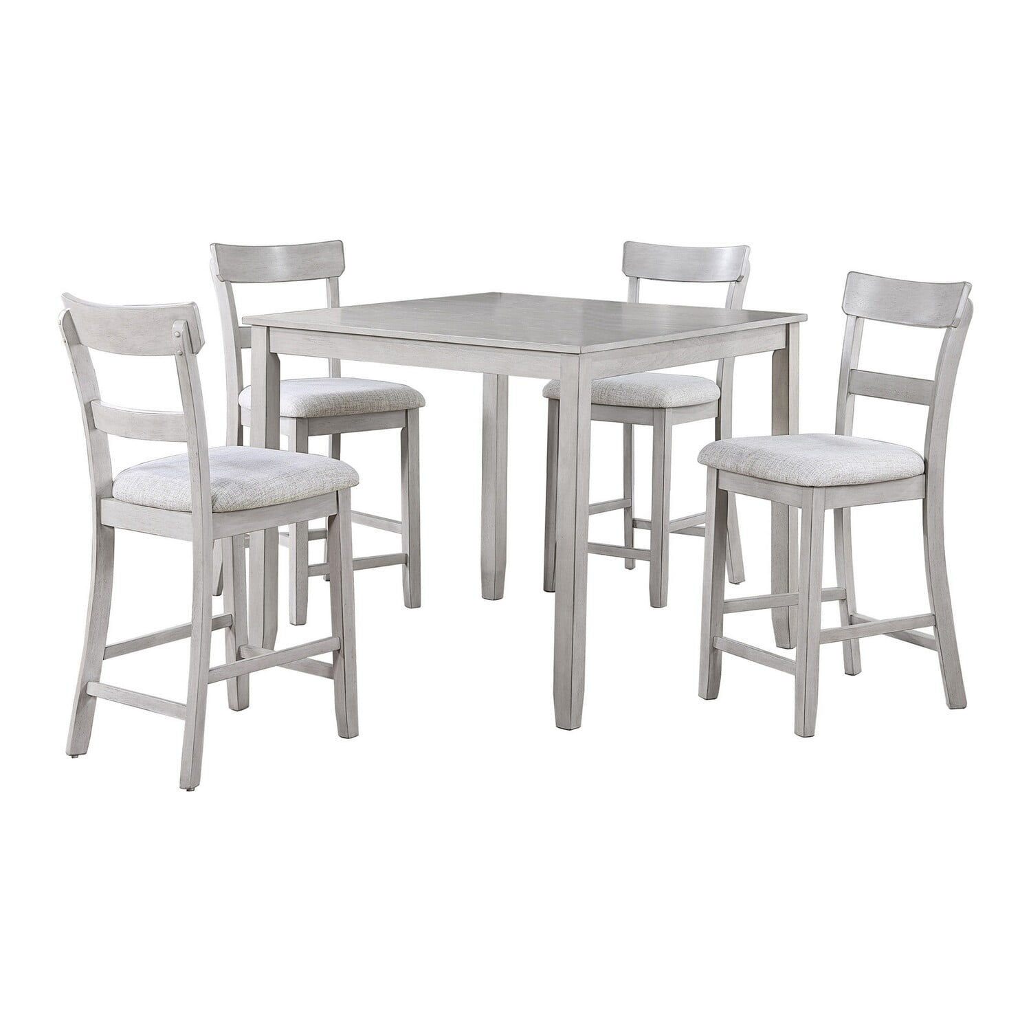 Benjara Cher 5 Piece Set Counter Height Dining Table, 4 Chairs, Gray ...