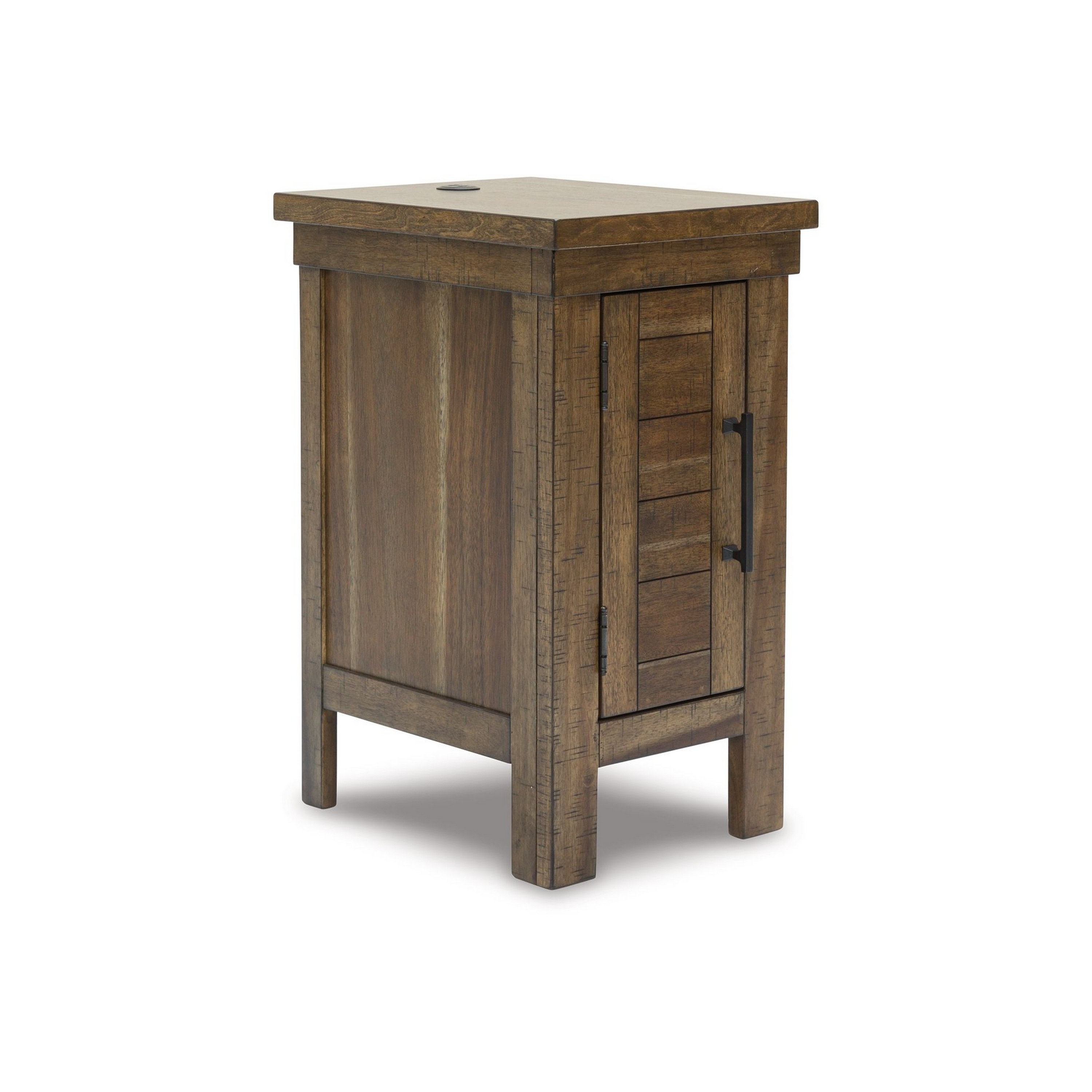 Chip Chairside End Table, Cabinet, 2 USB Ports, 17 Inch Brown Wood ...