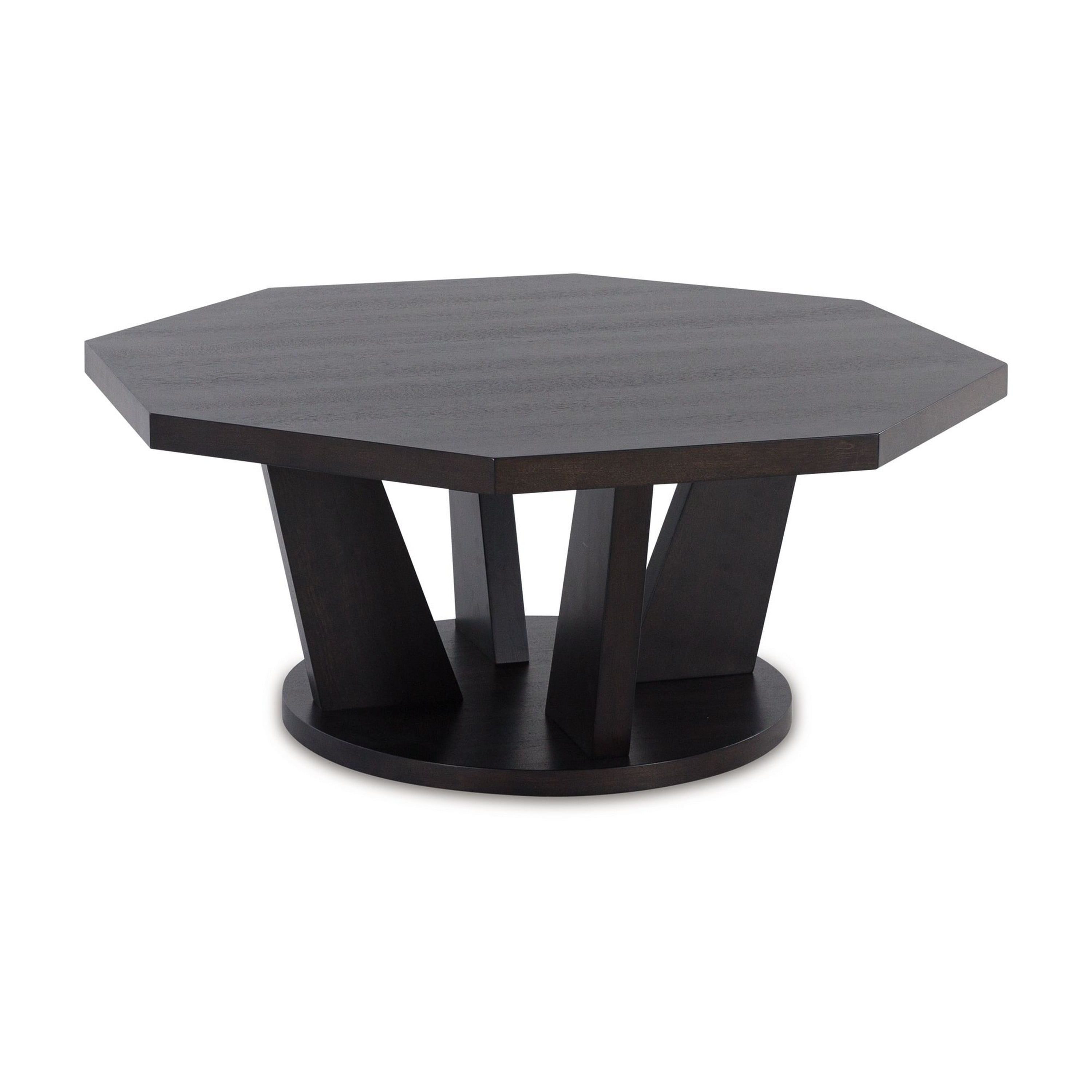 Chloe Cocktail Coffee Table, 40 Inch Octagon Espresso Brown Wood ...