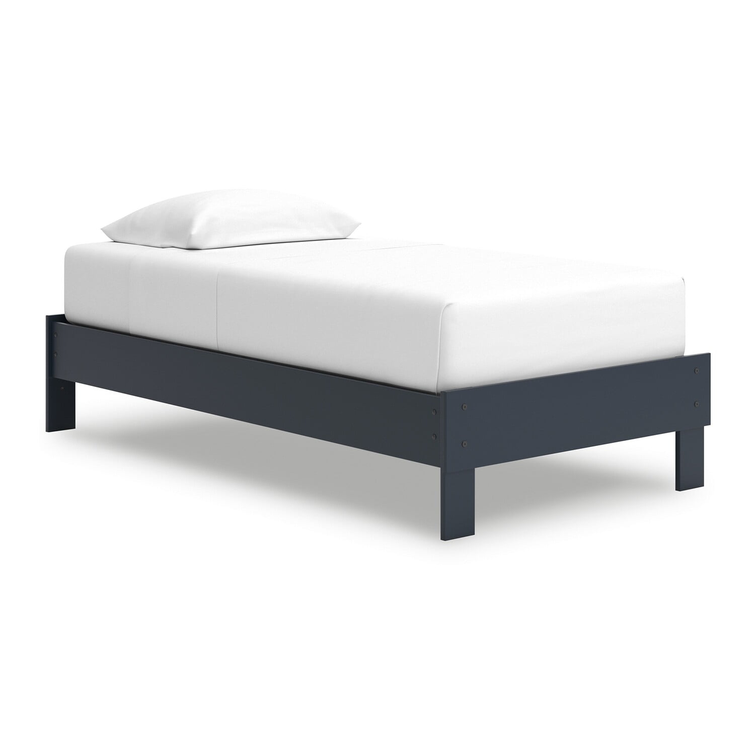 Cian Twin Size Platform Bed, Shaker Style Design, Navy Blue Wood Frame ...