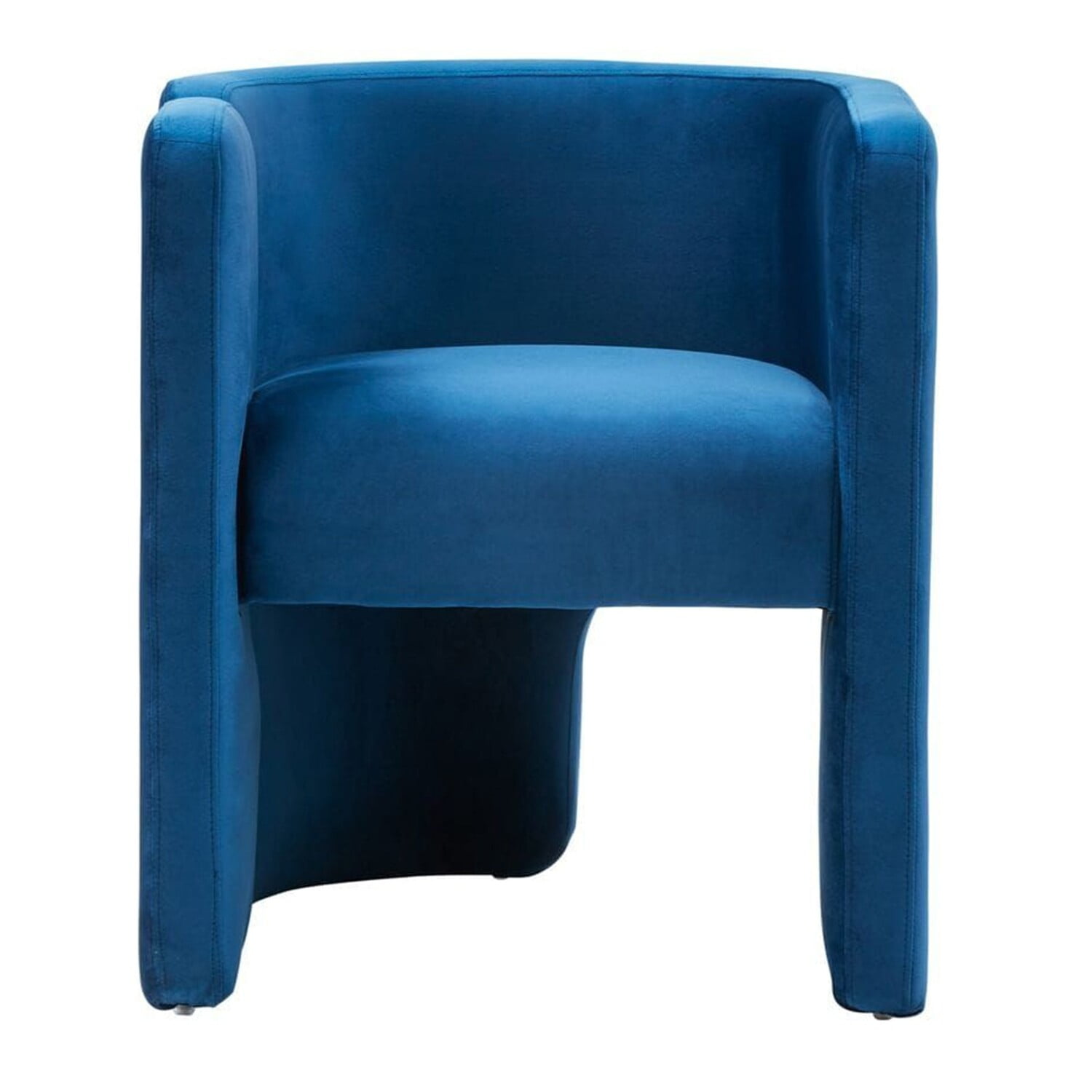 Cid 24 Inch Accent Chair, Blue Velvet, Curved Backrest, Unique Panel ...
