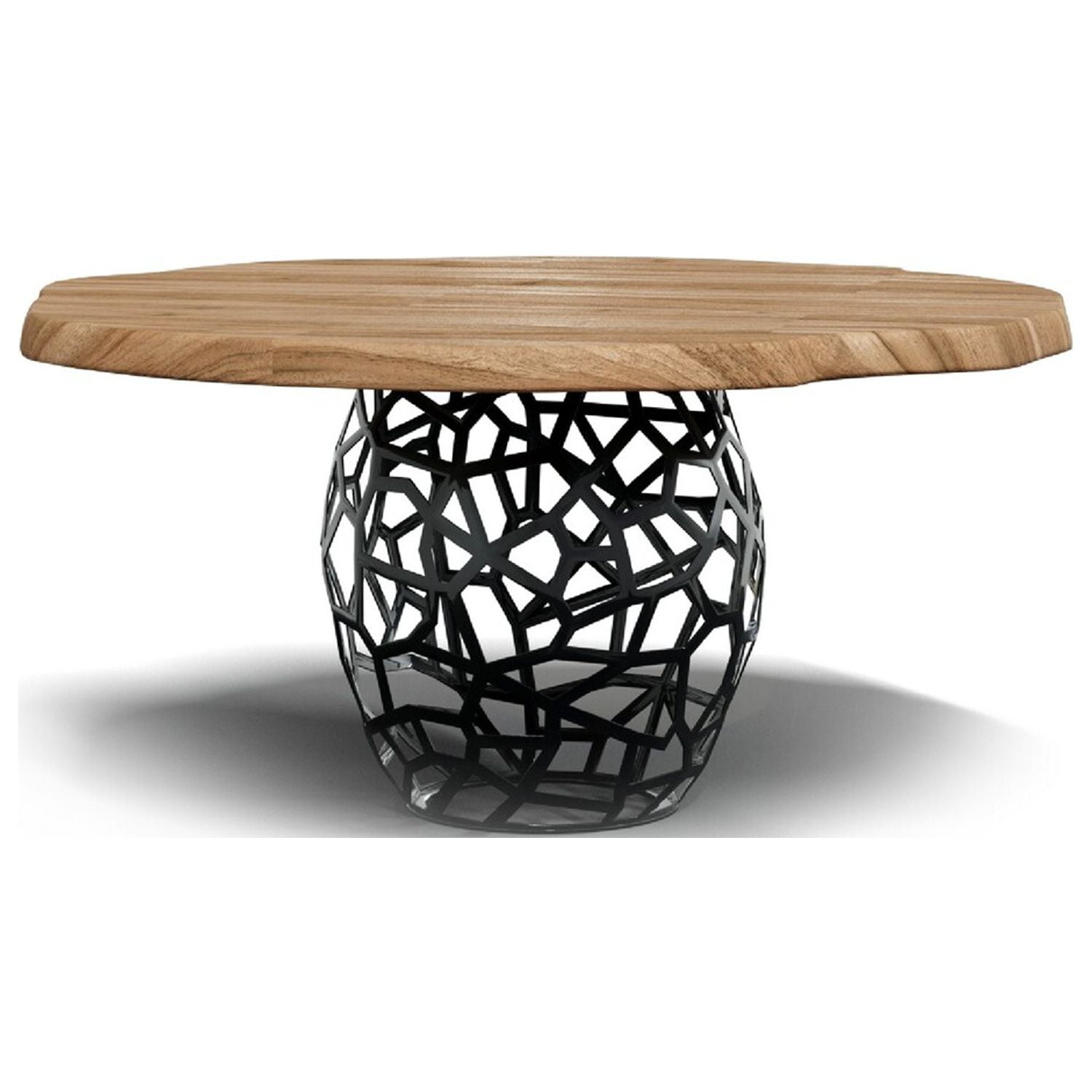 Benjara Cid 47 Inch Round Live Edge Wood Dining Table, 4 Seater, Walnut ...