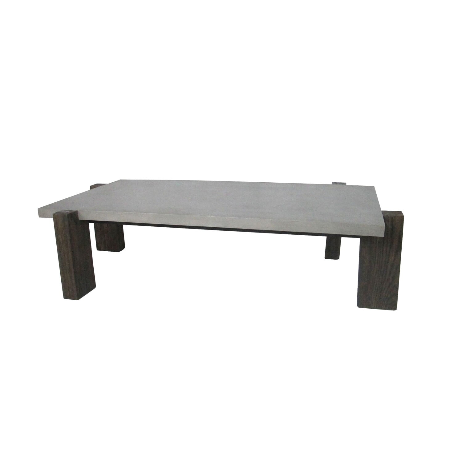 Cid 59 Inch Dining Table, Concrete Surface, Walnut Wood Thick Pedestal ...