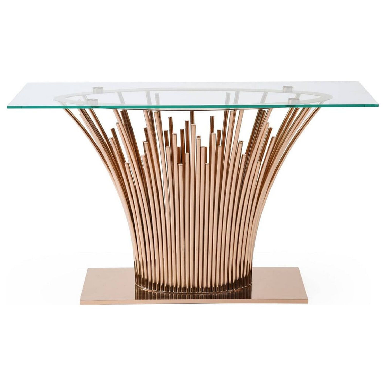 Benjara Cid 59 Inch Modern Console Sideboard Table, Glass Top, Pedestal ...