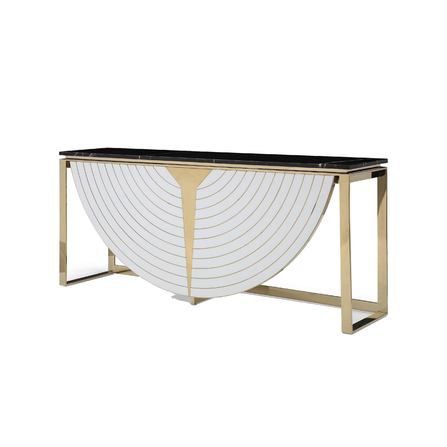 Benjara Cid 71 Inch Modern Console Sideboard Sofa Table, Glossy Marble ...