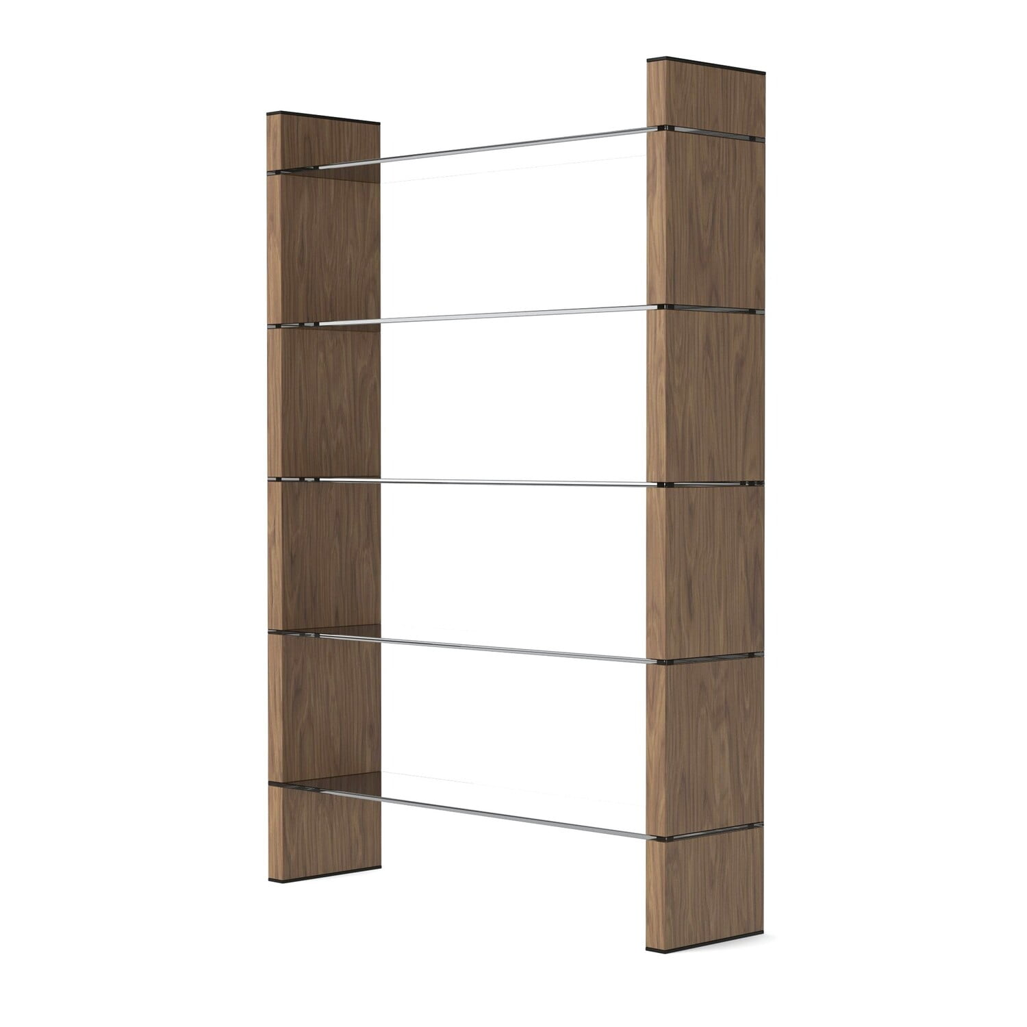 Benjara Cid 80 Inch Modern Bookcase, 5 Glass Shelves, Wood Side Panels ...