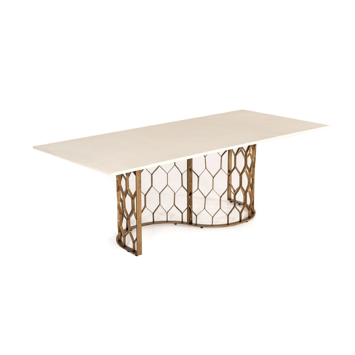 Benjara Cid 87 Inch Modern Concrete Top Dining Table, Lattice Metal ...