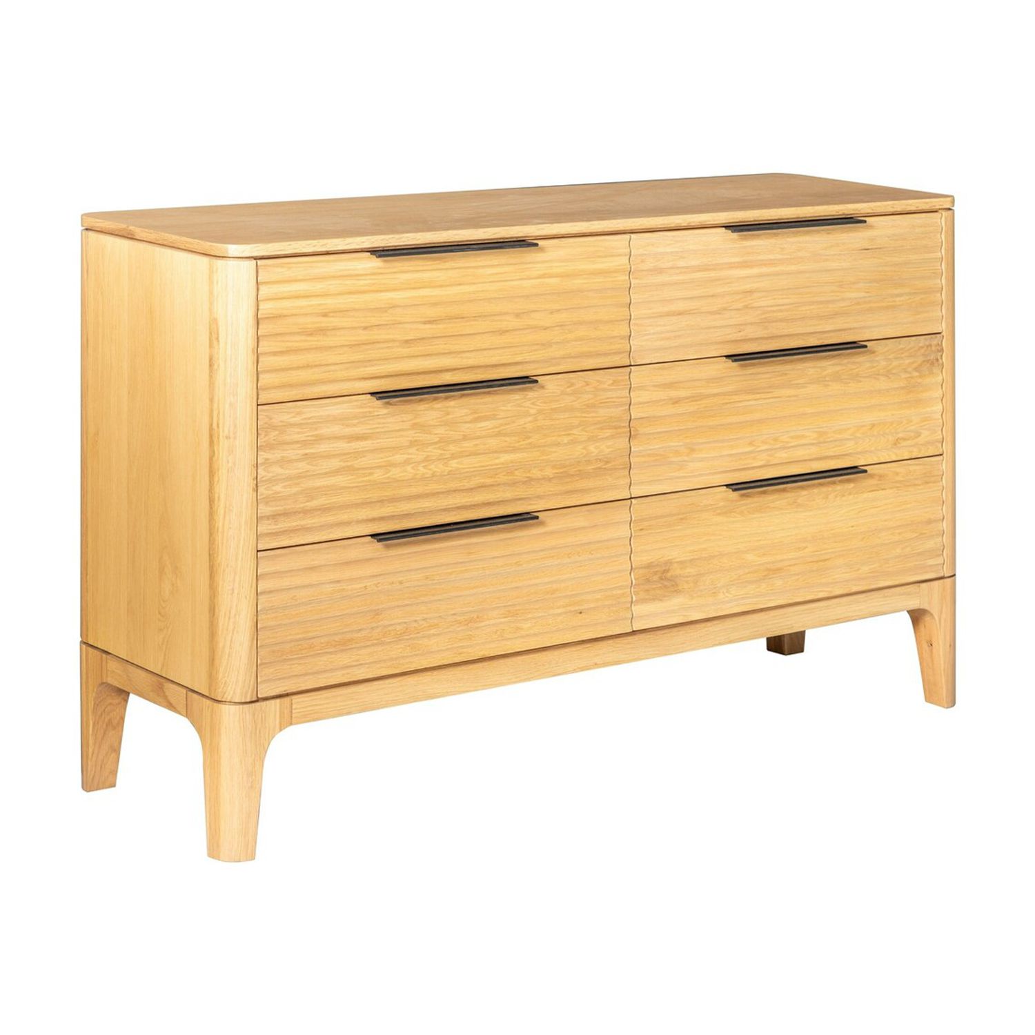 Benjara Cid Jima 59 Inch Dresser, 6 Drawers, Solid Wood in Natural Oak ...