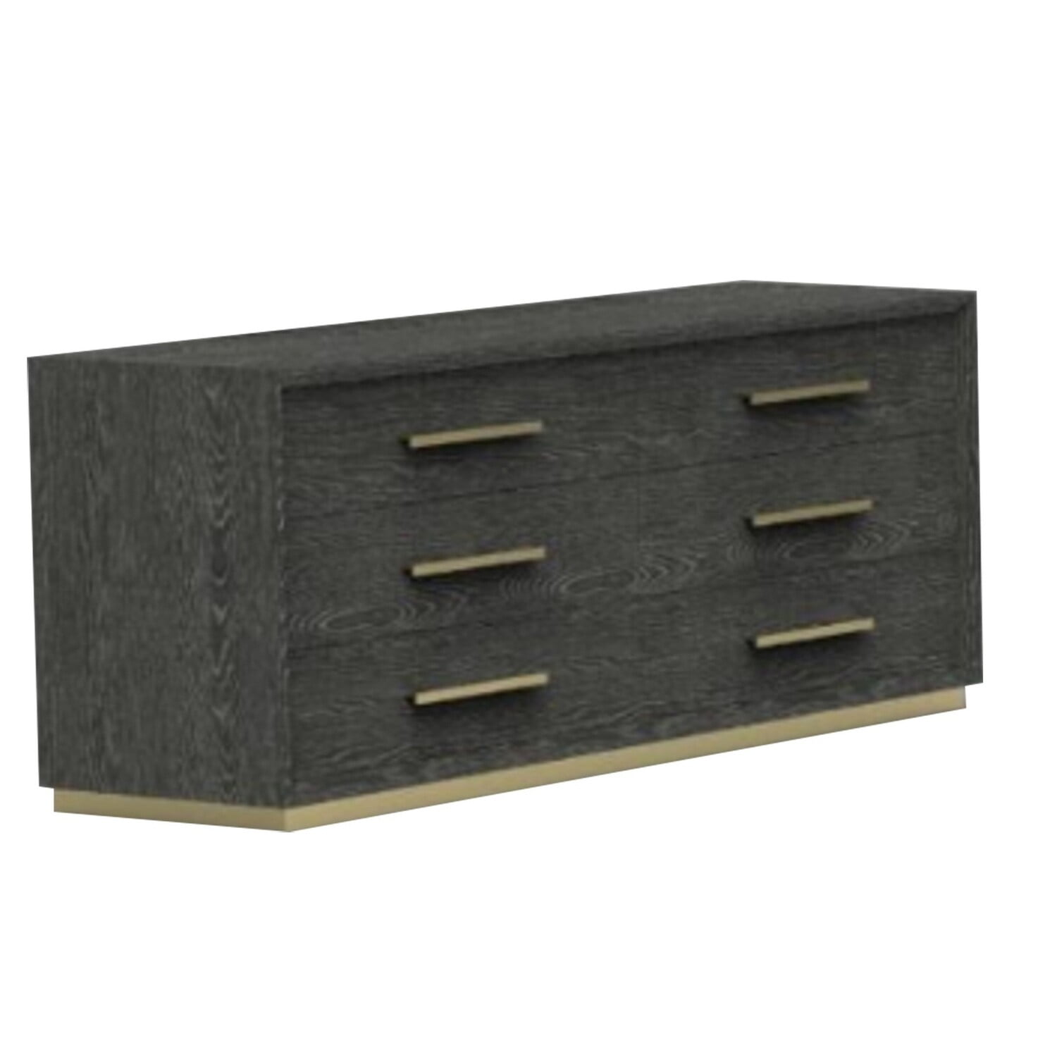 Cid Mizo 68 Inch Wide Dresser, 6 Drawers, Solid Gray Wood, Plinth Base ...