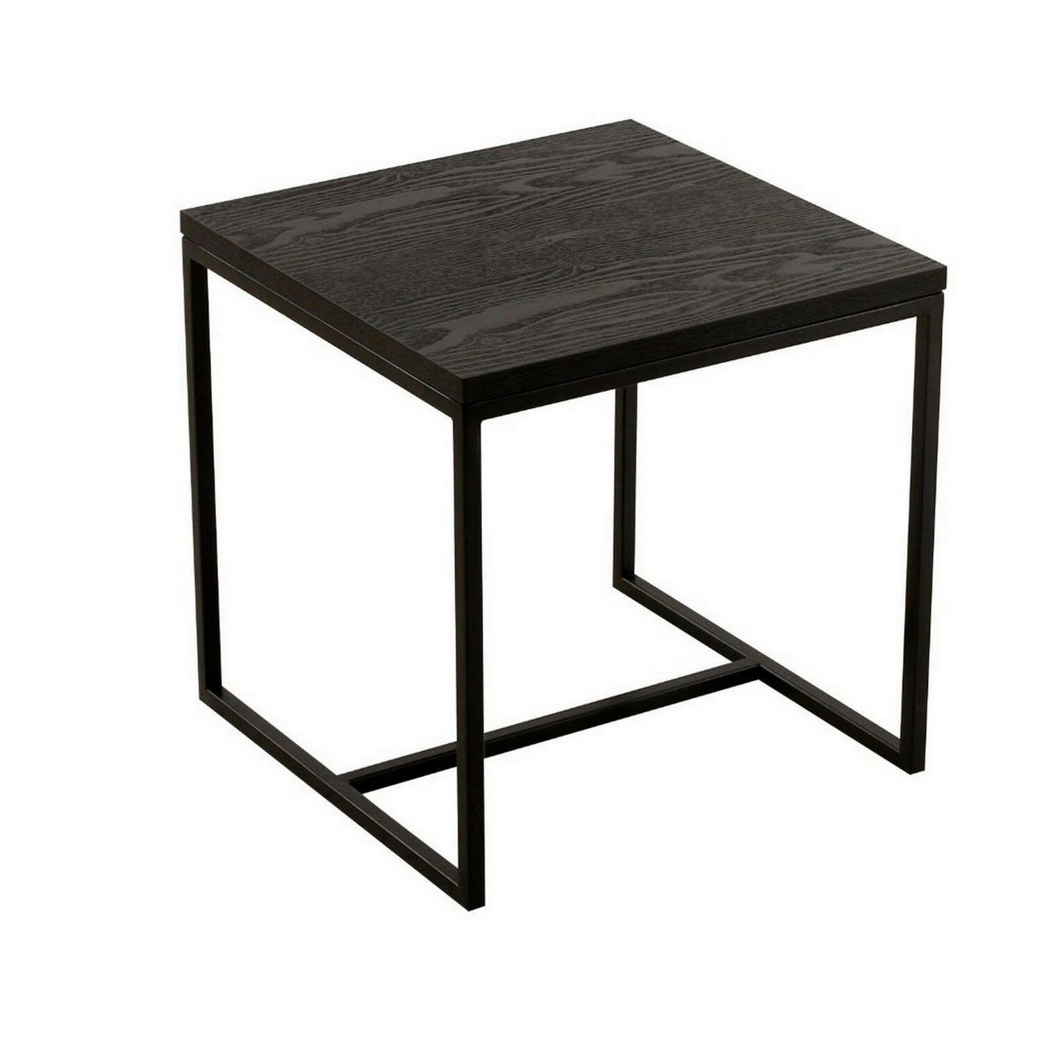 Benjara Cid Rive 16 Inch Side End Table, Iron Legs, Square Black Ash ...