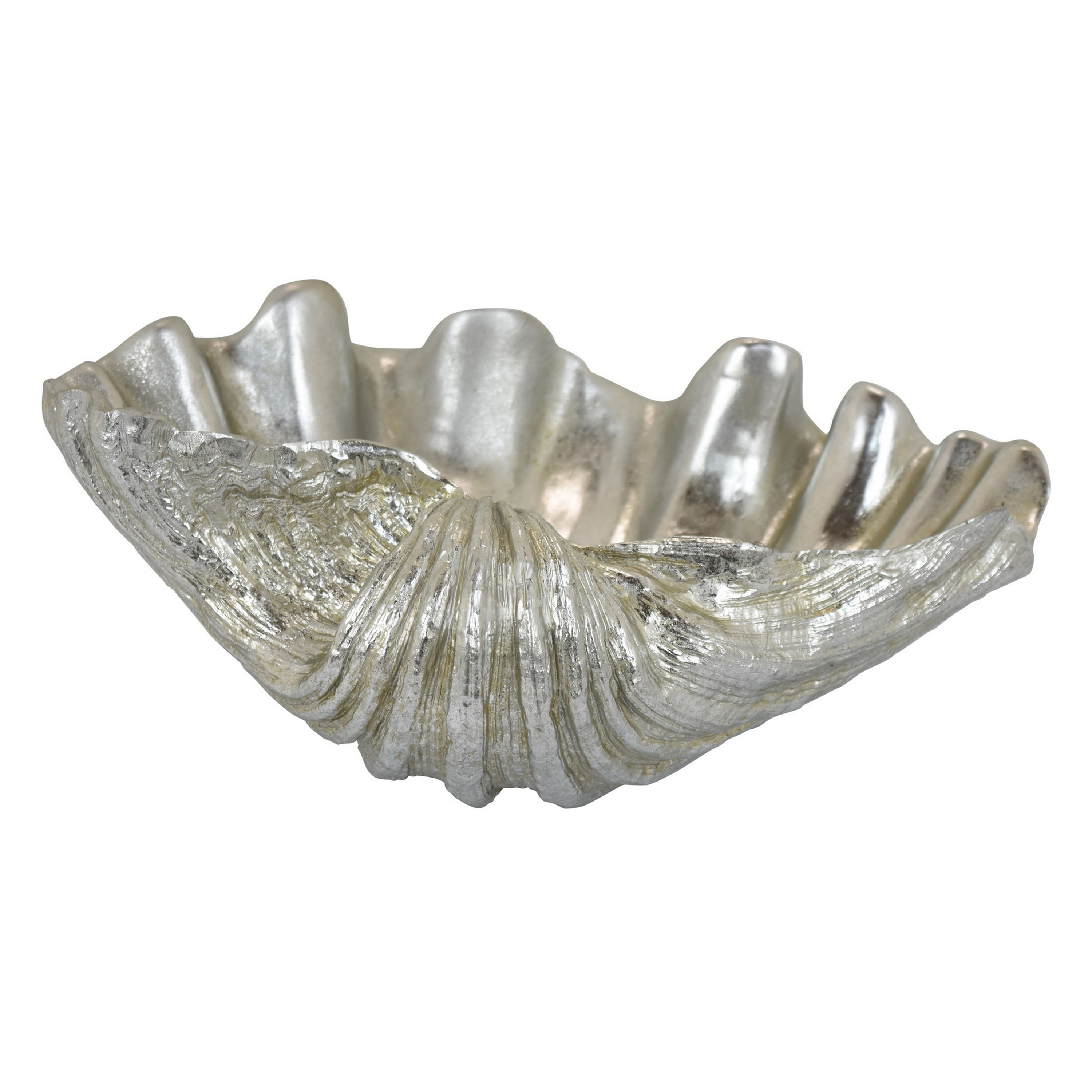 Seashell Decorative Bowl, Textured Chrome Silver Resin 19 Inch - Walmart.com