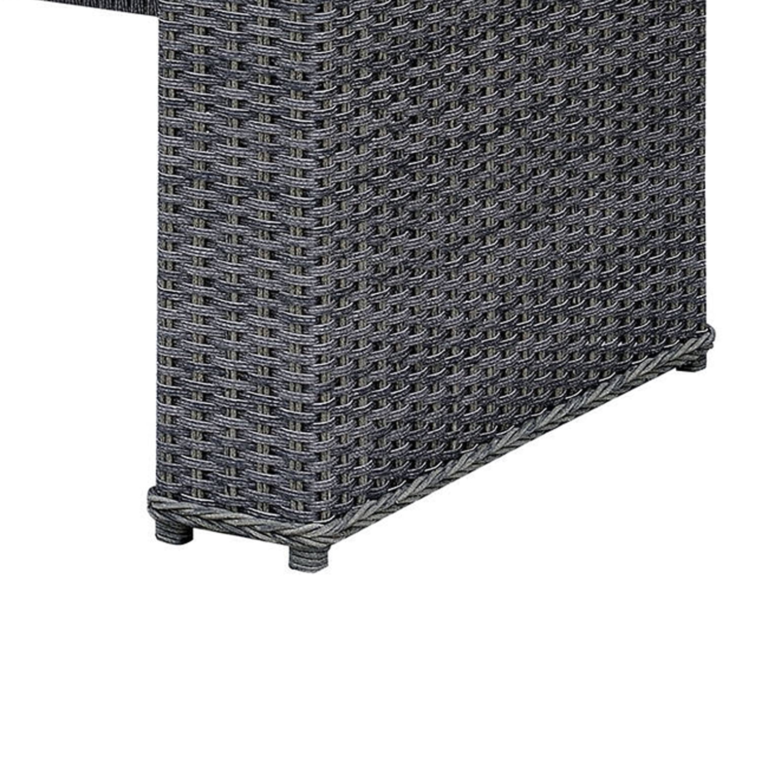 Benjara Contemporary Style Wicker Frame Patio Bar Table with Glass top ...