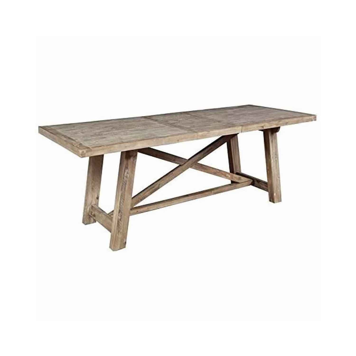 Cottage Style Wooden Dining Table with Removable Leaf Weathered Brown ...
