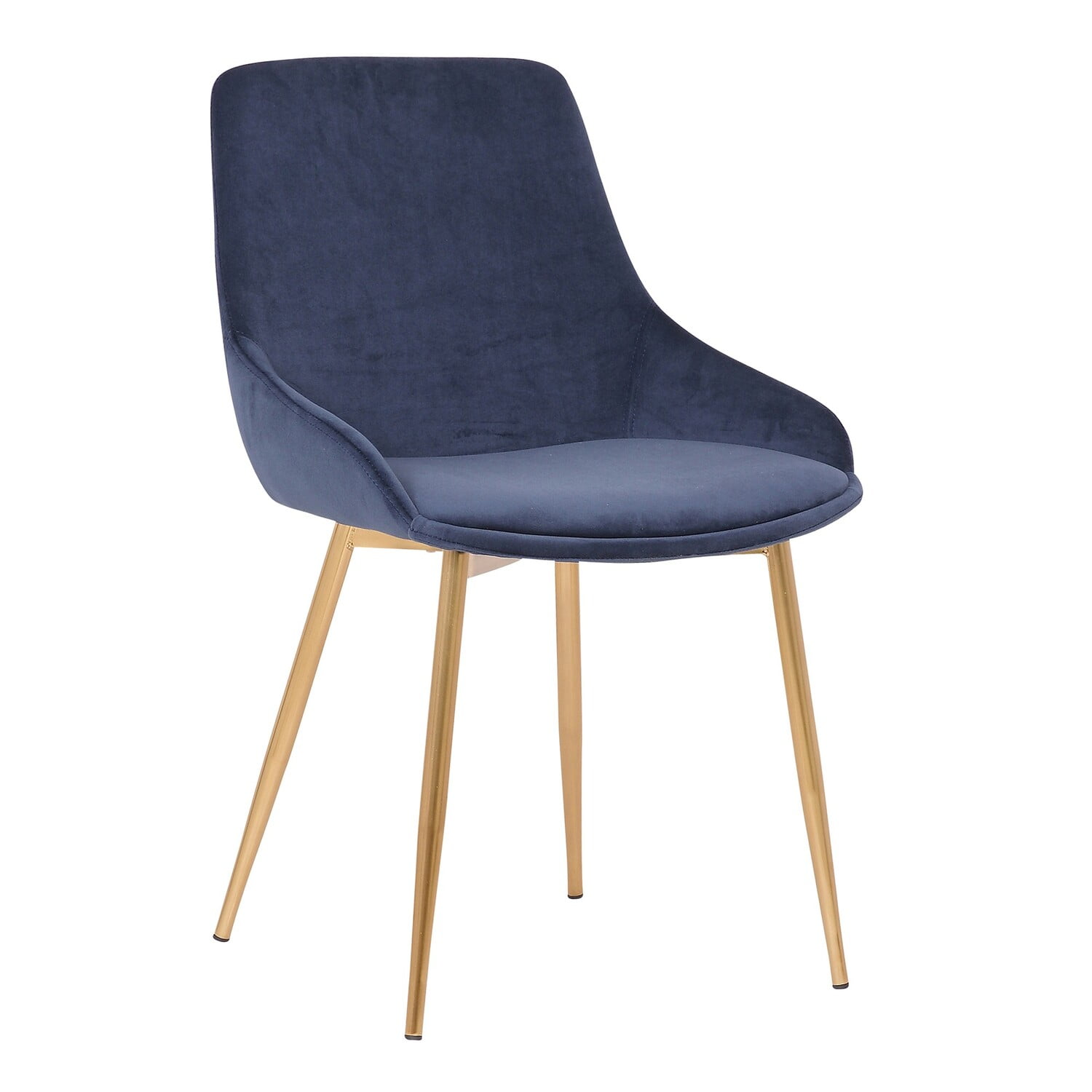 Countered Fabric Upholstered Dining Chair with Sleek Metal Legs, Blue ...