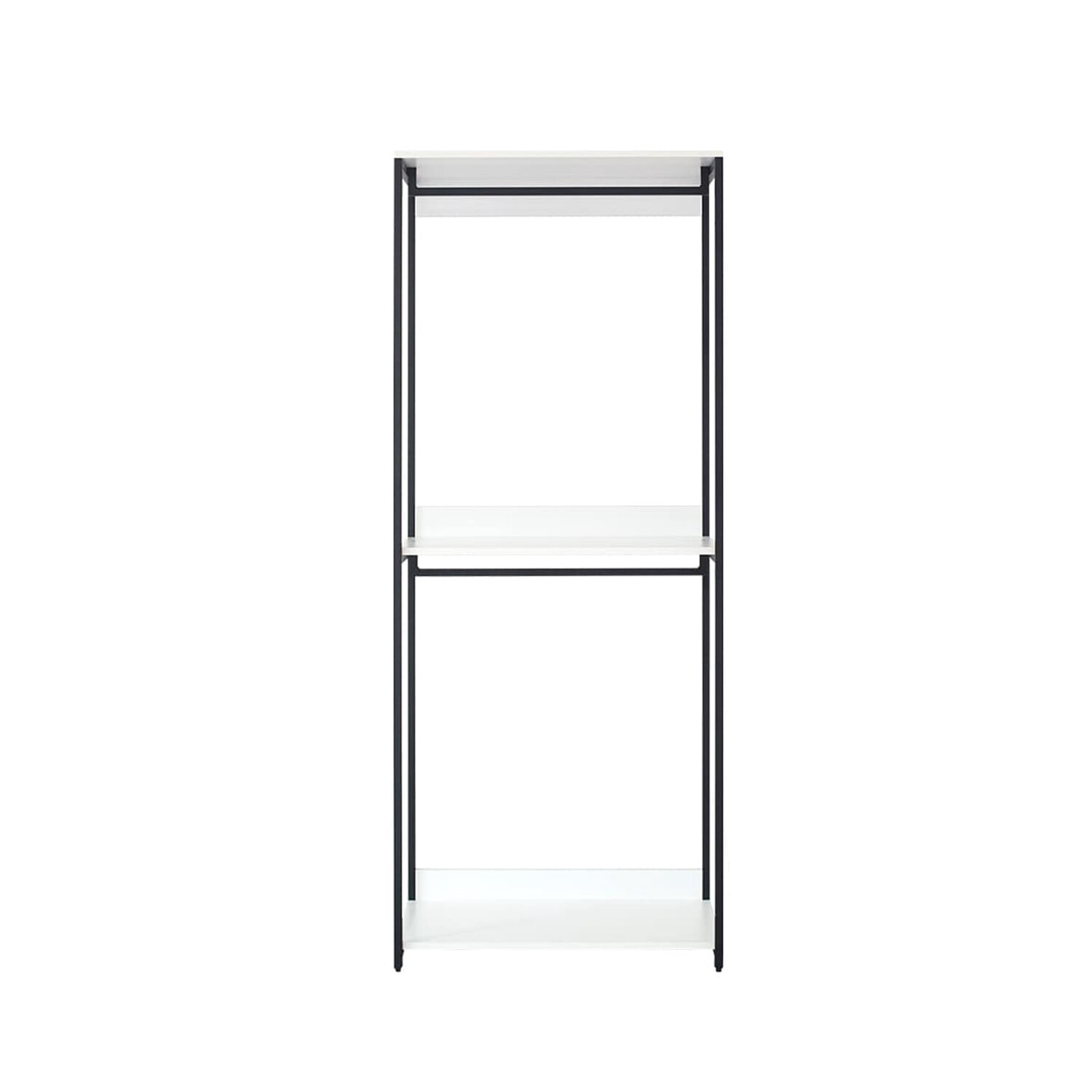 Benjara Cox Modular Closet System, 2 Hanging Rods, White Shelves, Black ...