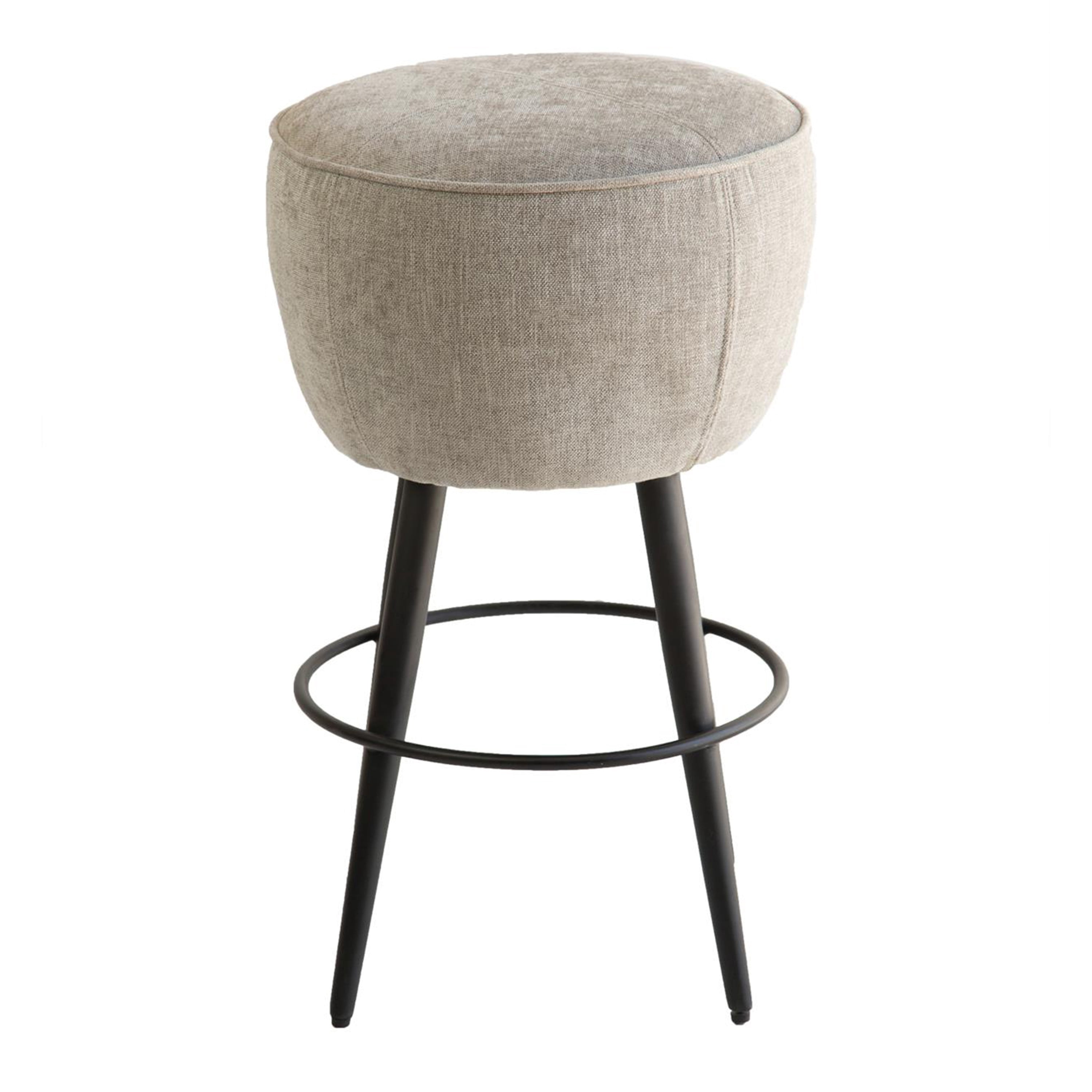 Curi Counter Stool, Plush Light Gray Cushioned Seat, Black Metal Legs ...