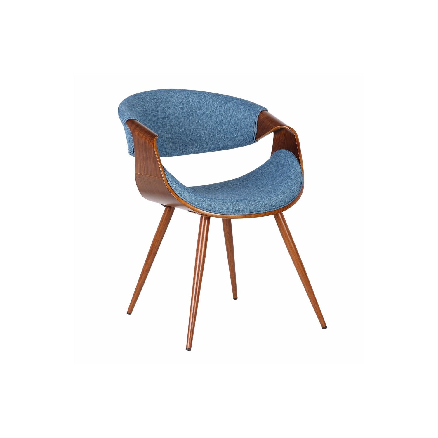 Curved Back Fabric Dining Chair with Round Tapered Legs, Brown and Blue ...