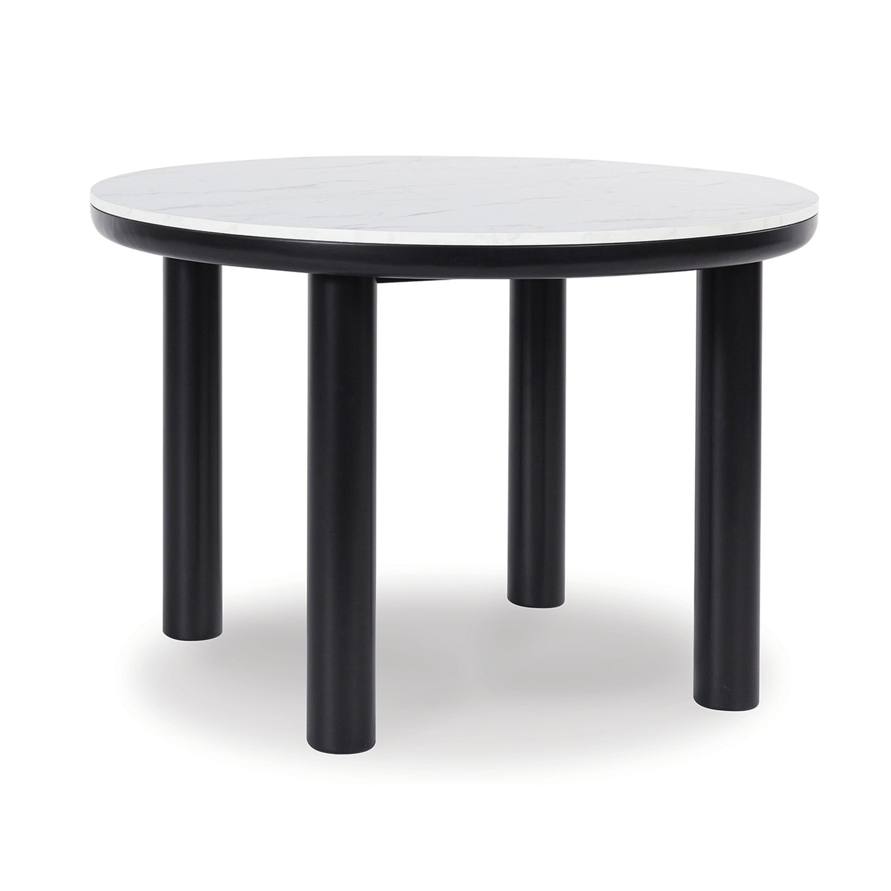 Dae Dining Table, Black Wood Legs, 45 Inch Round White Marble Top ...