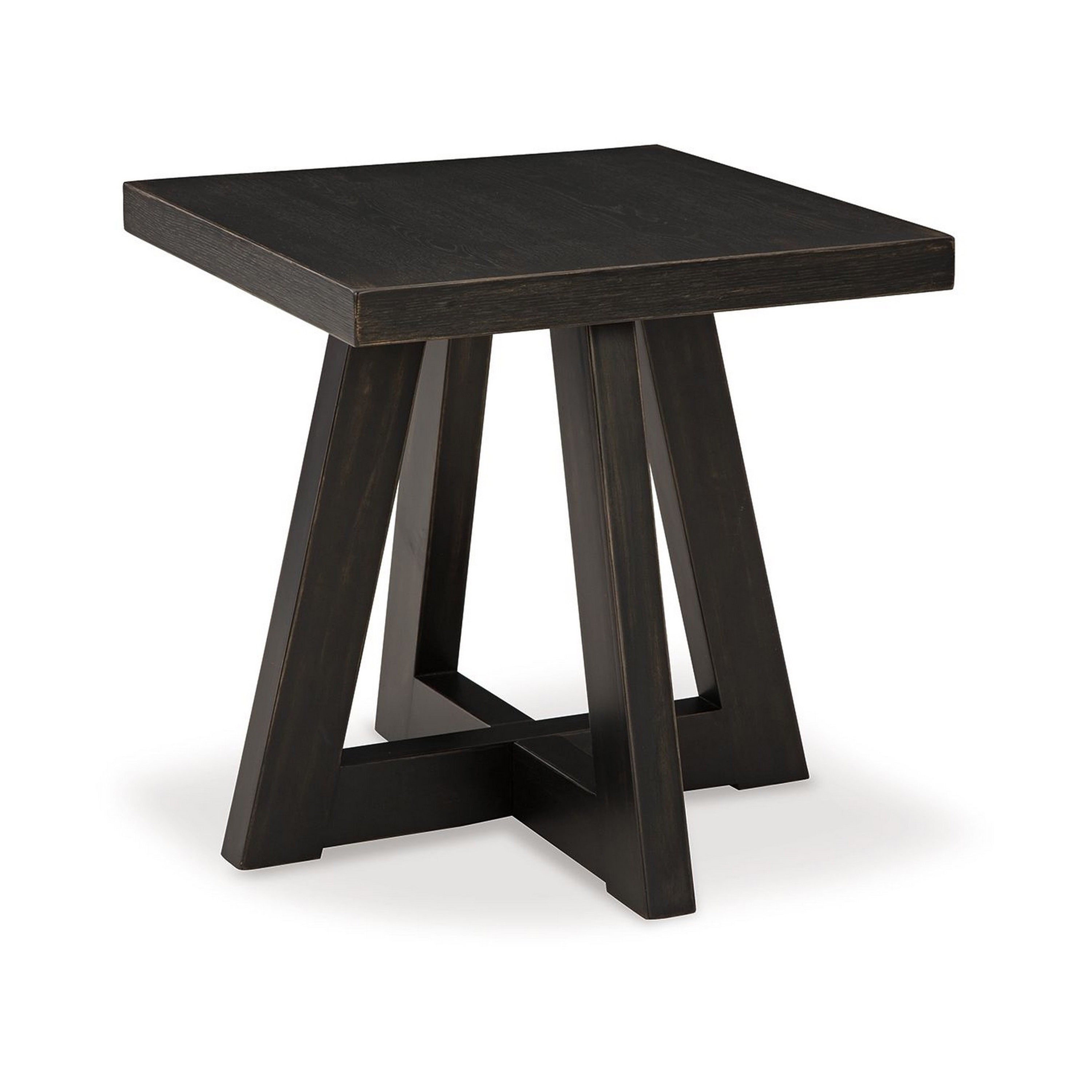 Dani Side End Table, Angled Legs, Square 24 Inch Black Hardwood Top ...