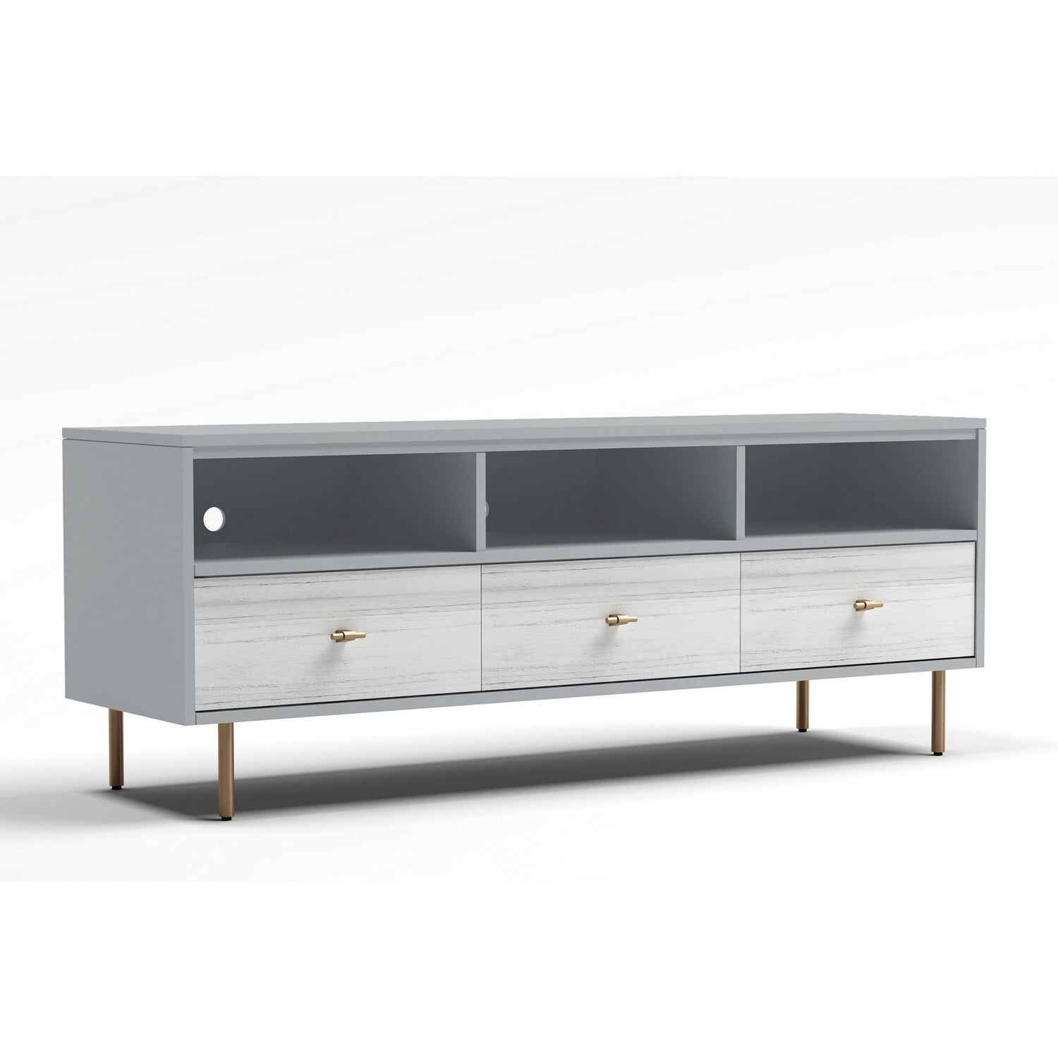 Benjara Dap 64 Inch TV Media Entertainment Console with 3 Open Shelves ...