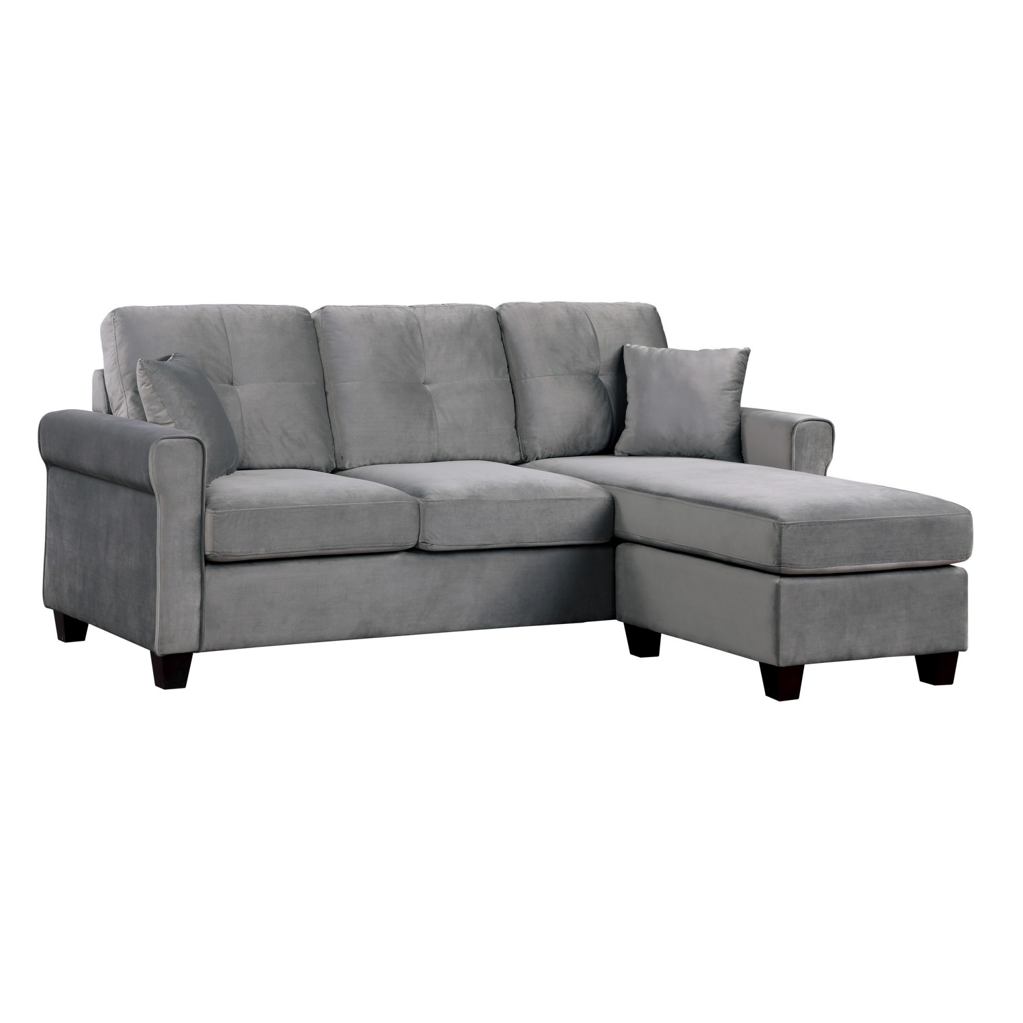 Benjara Daye 83 Inch Sectional Sofa, Reversible Chaise, Tufted Gray ...