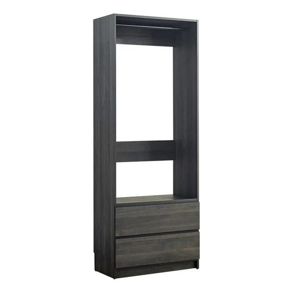 Benjara Dee Modular Closet System- 1 Metal Hanging Rod & 2 Drawer ...