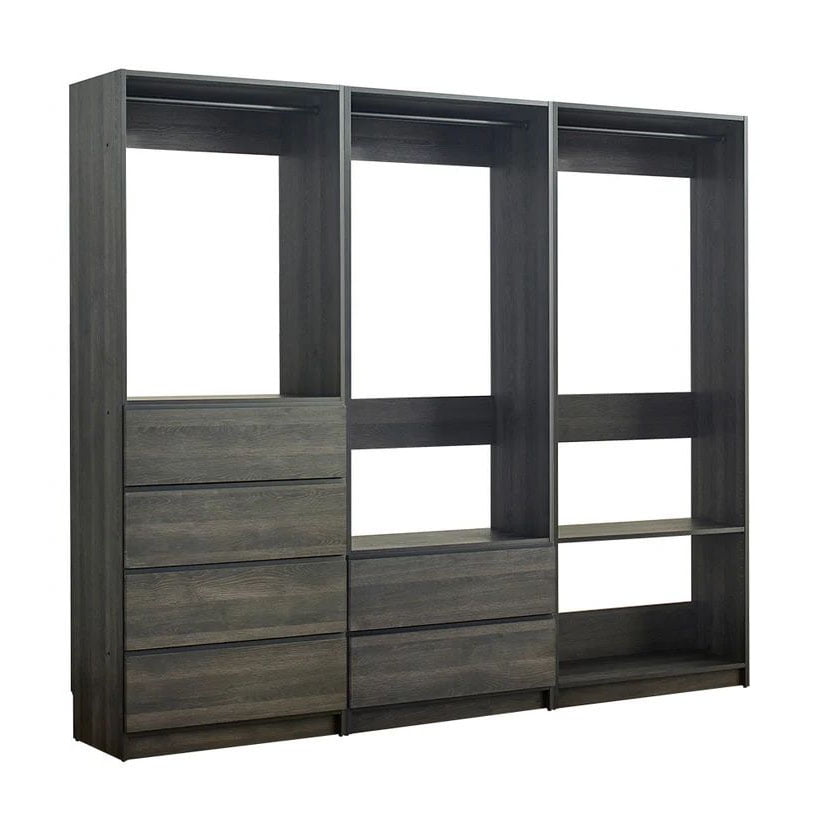 Dee Walk In Closet, Modular Freestanding Storage 4 Shelf 3 Rods, Black ...